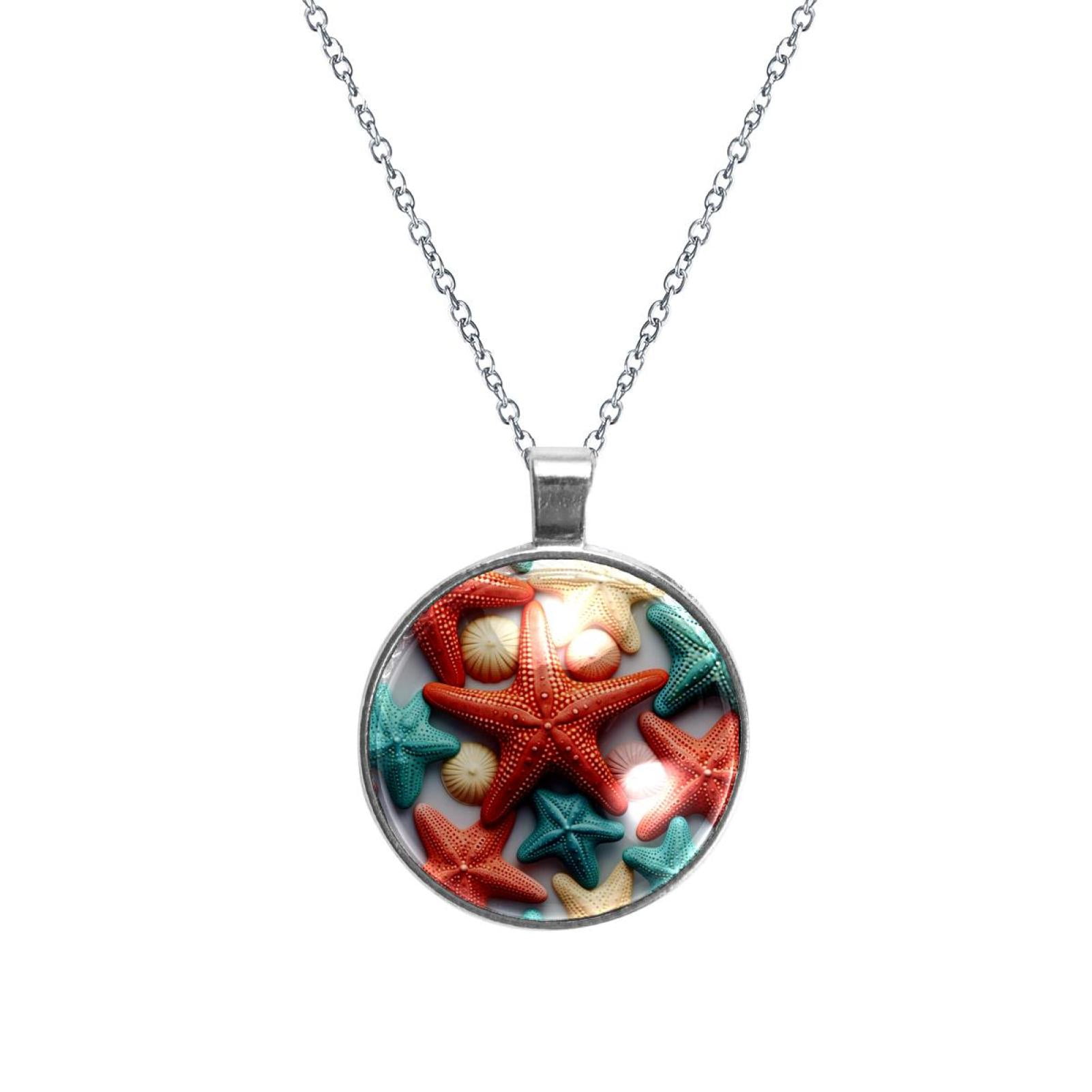 Women's Glass Design Circular Pendant Necklace - Sparkle and Shine with ...