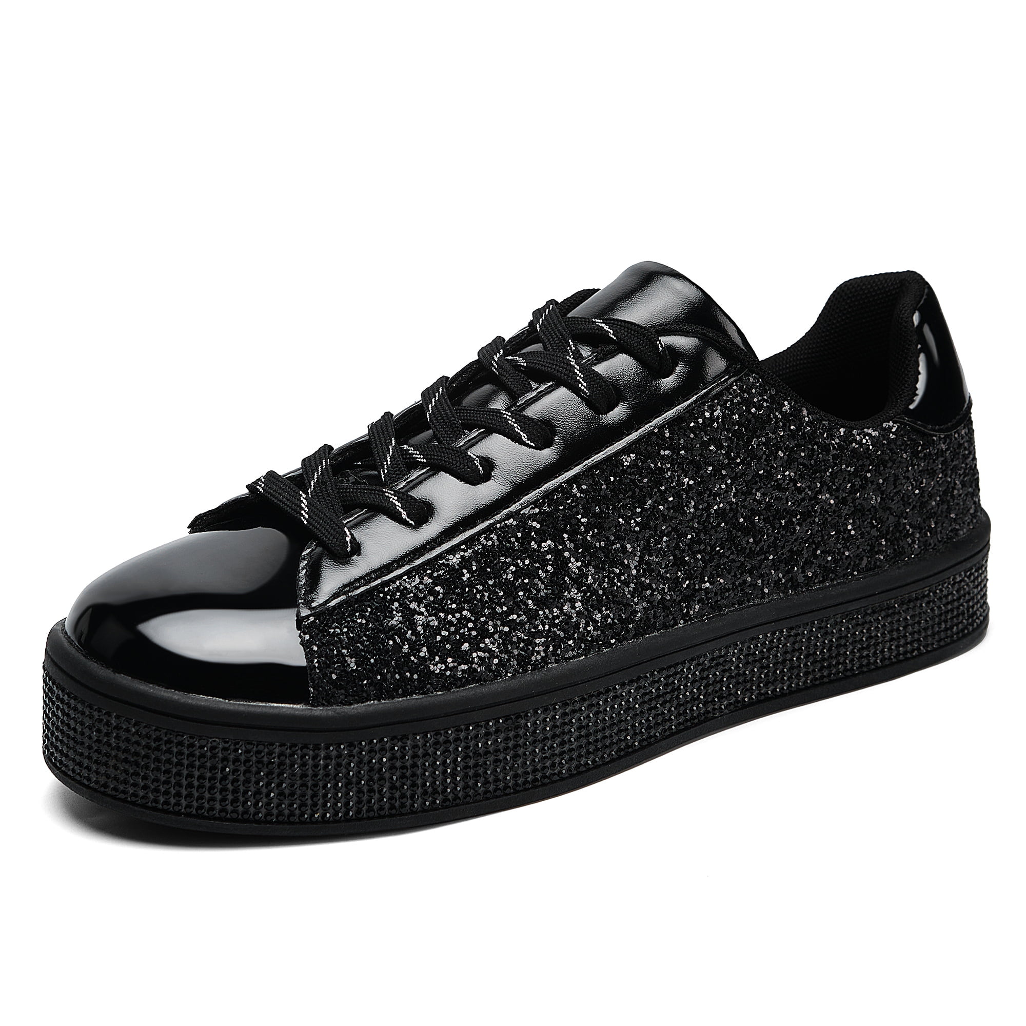 Women's Glitter Tennis Sneakers Neon Dressy Sparkly Sneakers Rhinestone ...