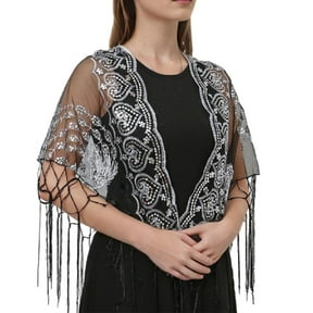 GENEMA White Elegant Multi Layer Tulle Shawl Rhinestones Wedding Wrap ...