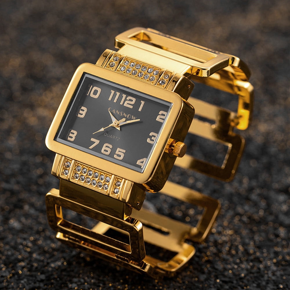 Women's Gold Bracelet Watch - Square Dial, Crystal Accents, Luxury ...