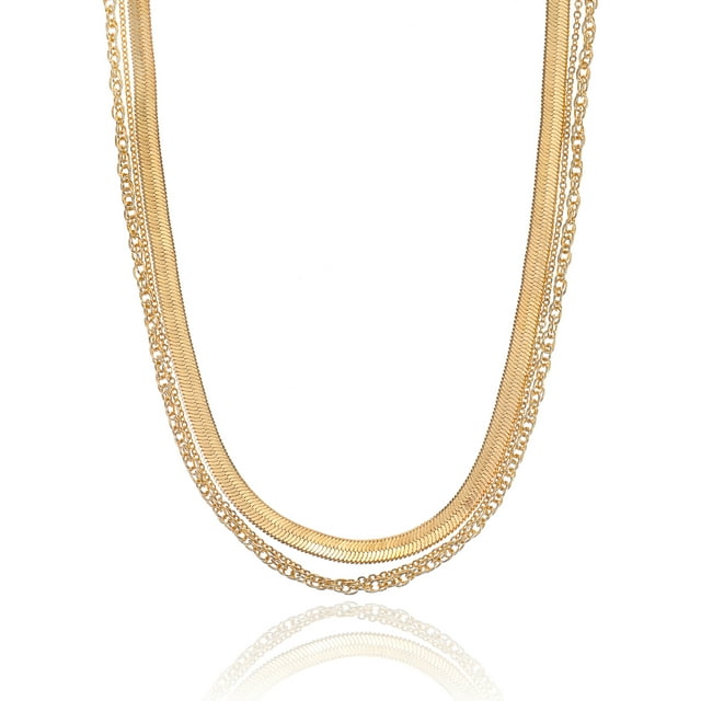 Women's Gold Chain Necklace Set, 3 Pieces - Walmart.com