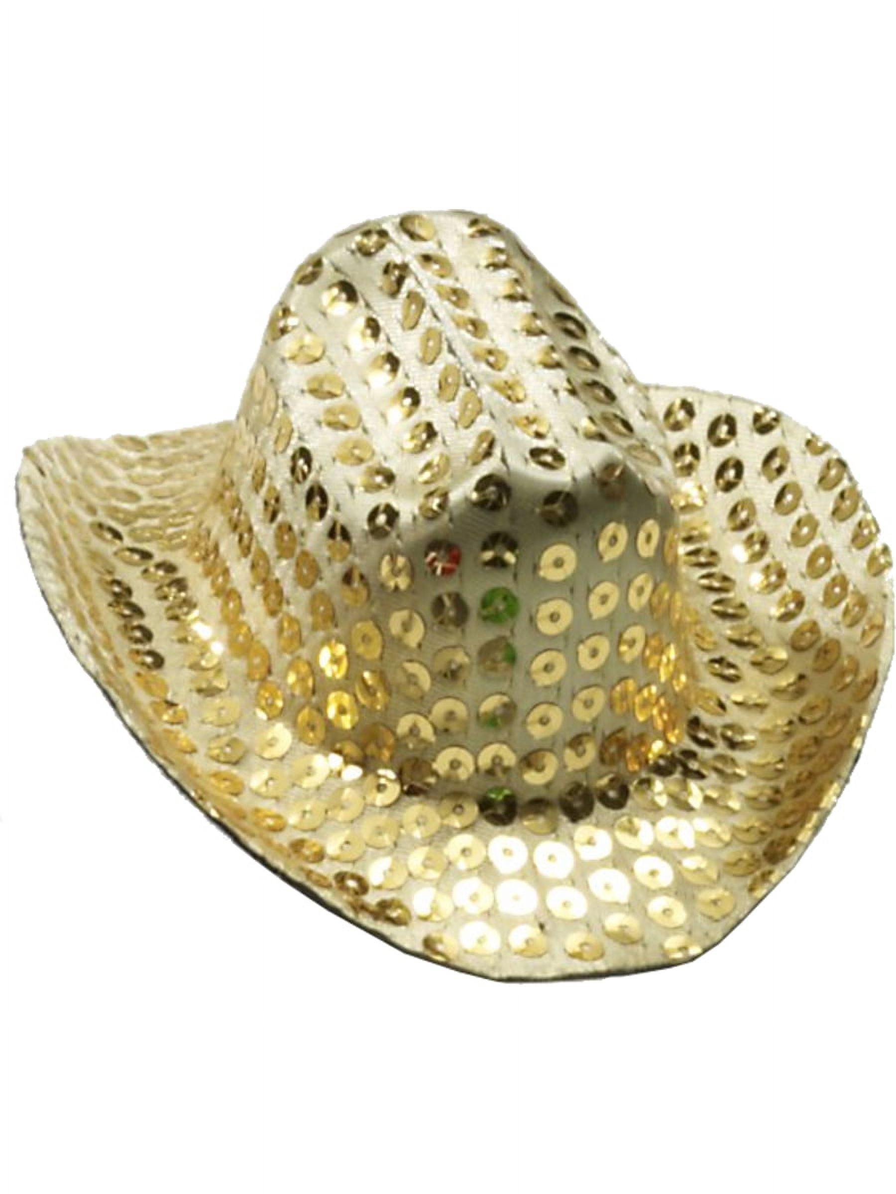 Women's Gold Sequin Mini Micro Cowboy Cowgirl Wild West Hat - Walmart.com