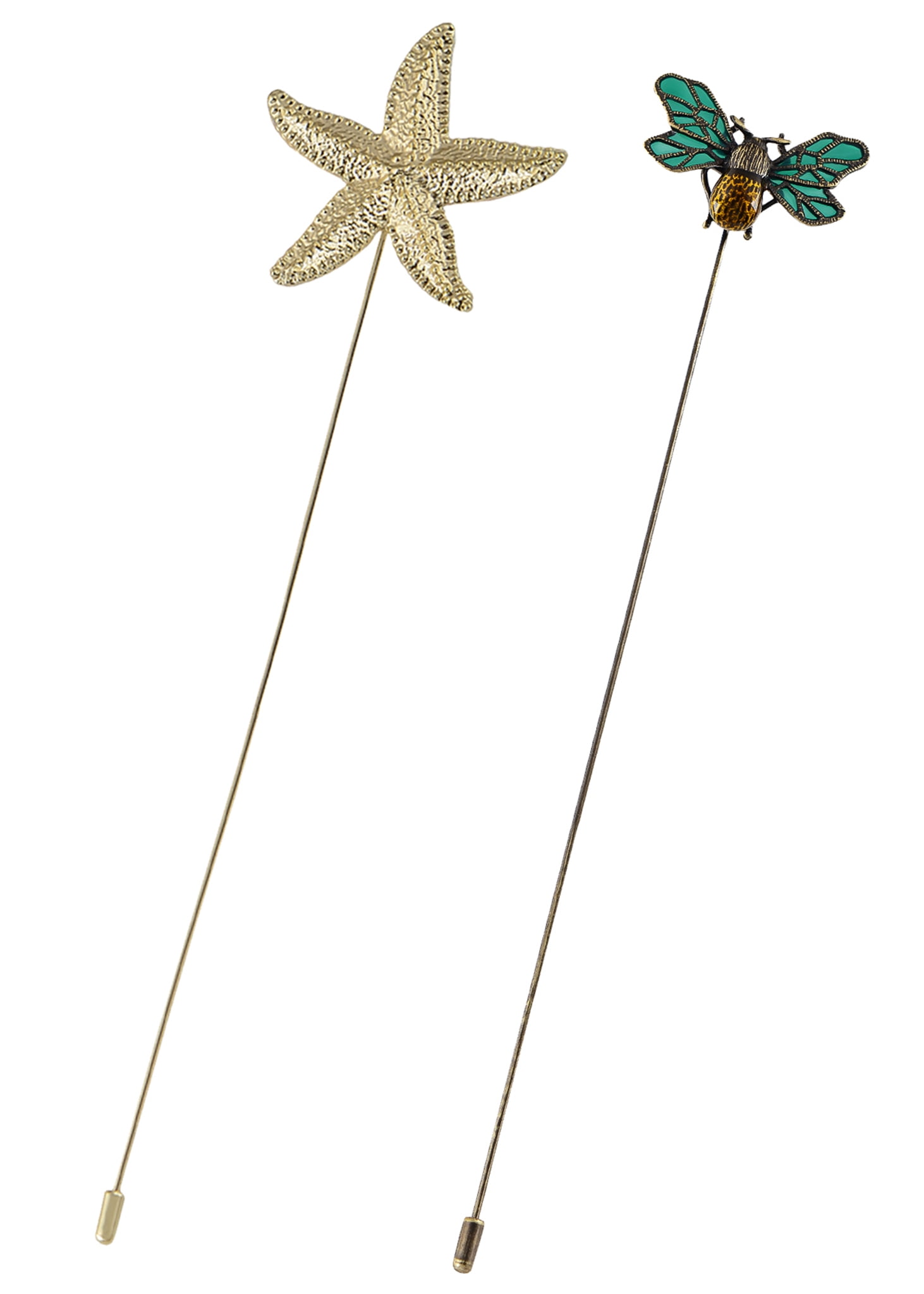 Women's Golden Tone Starfish Long Handle Hat Pins Jewelry Bee Wings ...