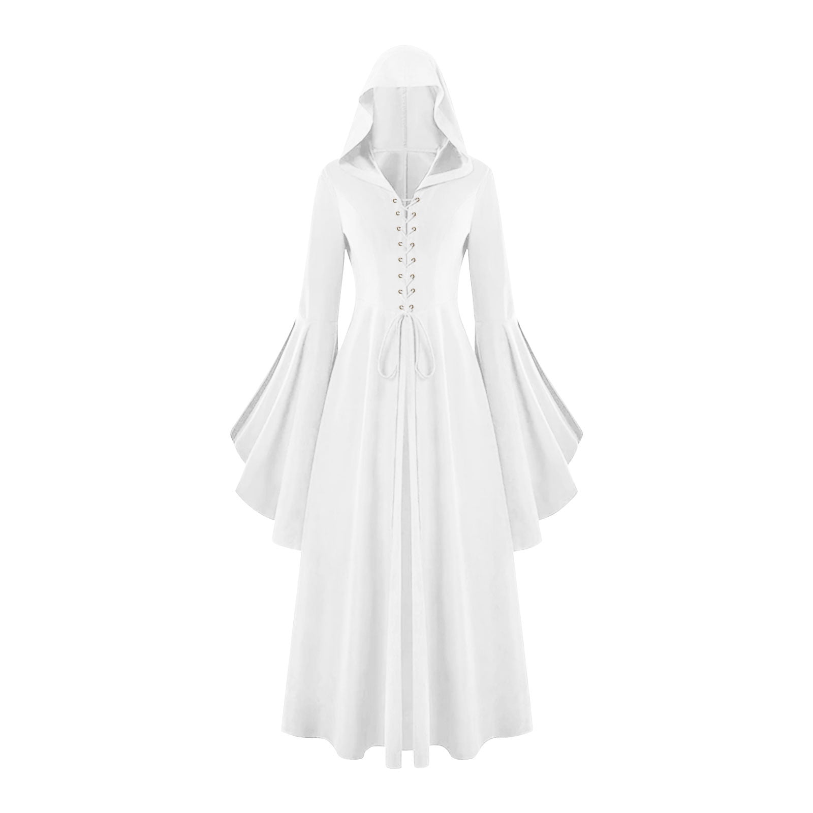 Women's Gothic Dress Halloween Role Play Hooded Renaissance Maxi Dress ...