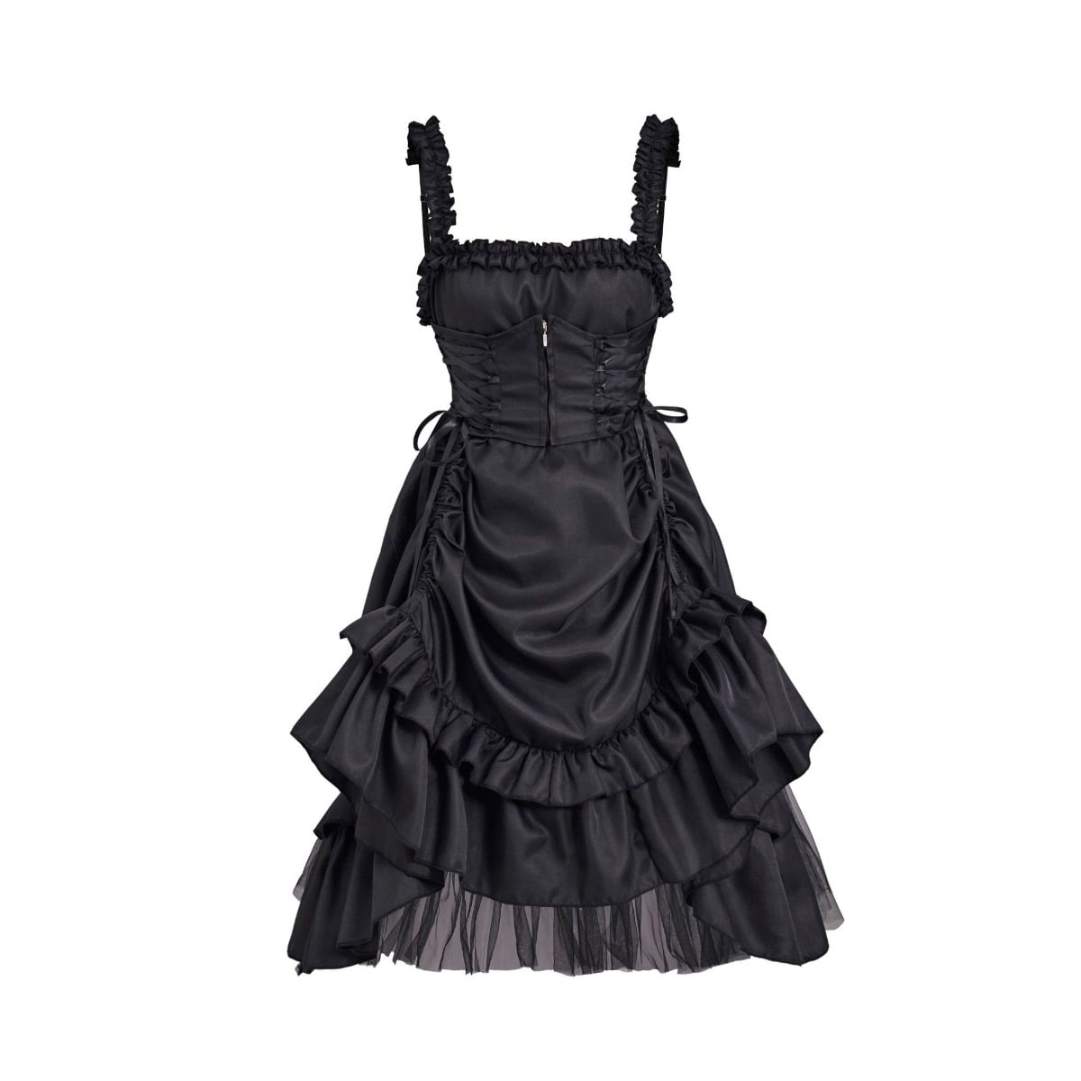 Women's Gothic Lolita Ball Gown Lace Dress Slim Fit Corset Waist ...