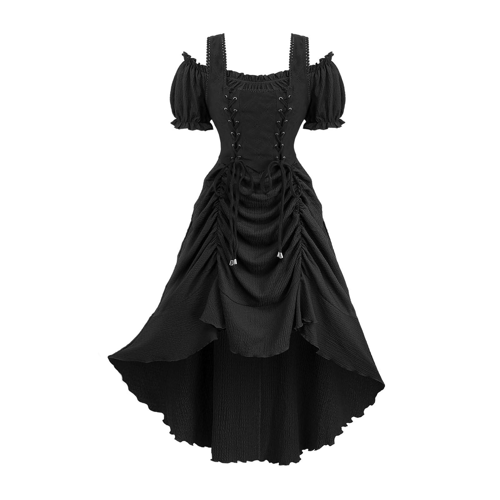 Women’s Gothic Victorian Dress Renaissance Cosplay Costume Puff Sleeve ...