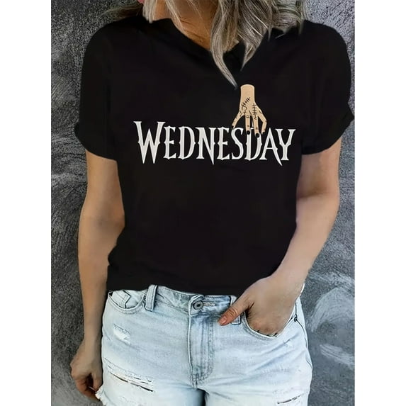Women's Gothic Wednesday Addams Inspired T-Shirt - Wednesday Handprint ...