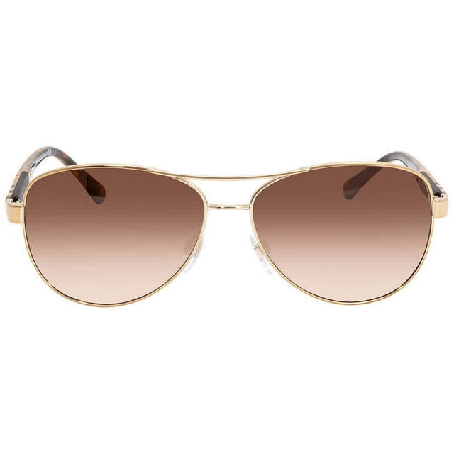 Burberry Women's Light Gold Metal Aviator Sunglasses with Brown ...
