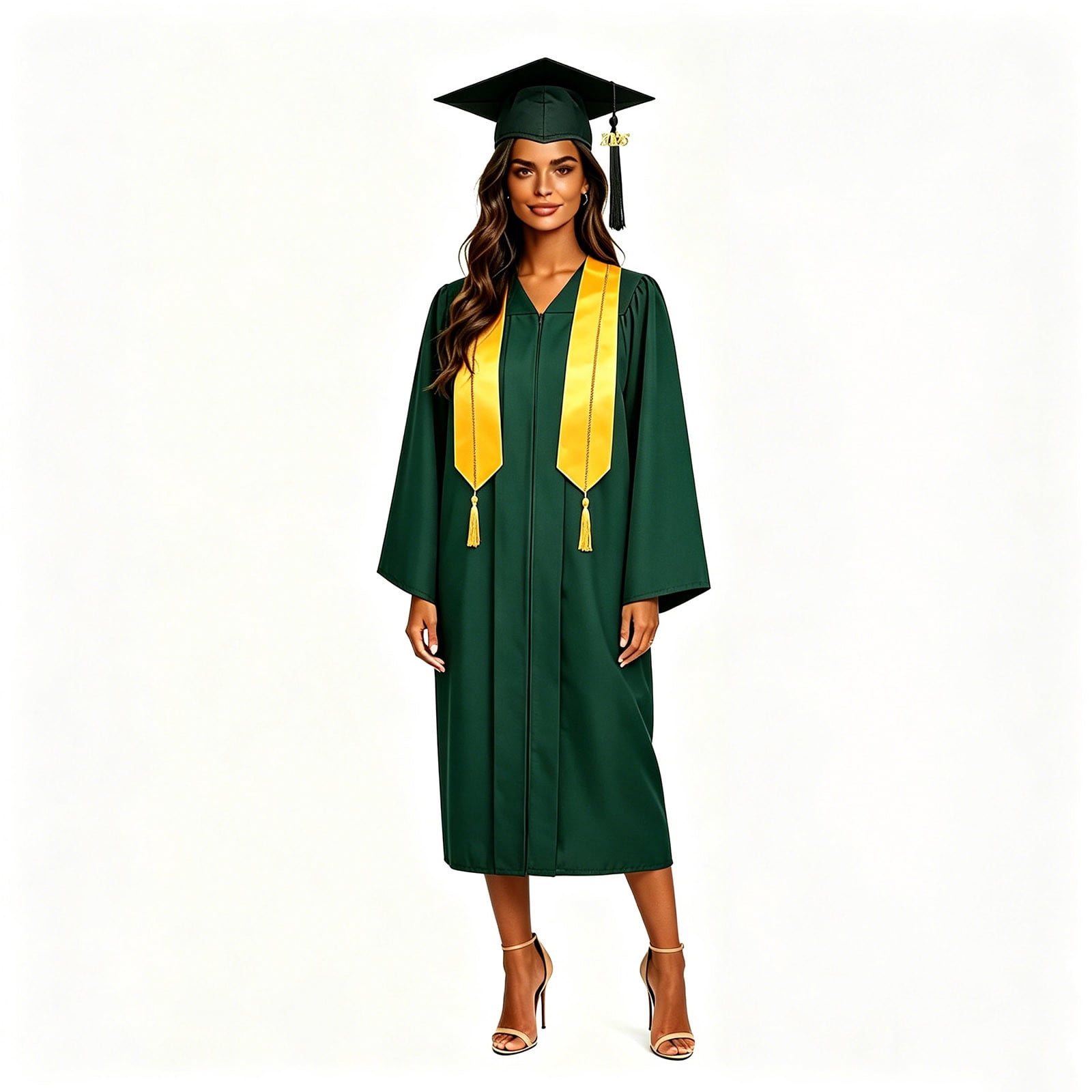 Women's Graduation Cap and Gown Set with Tassel and Stole for High ...