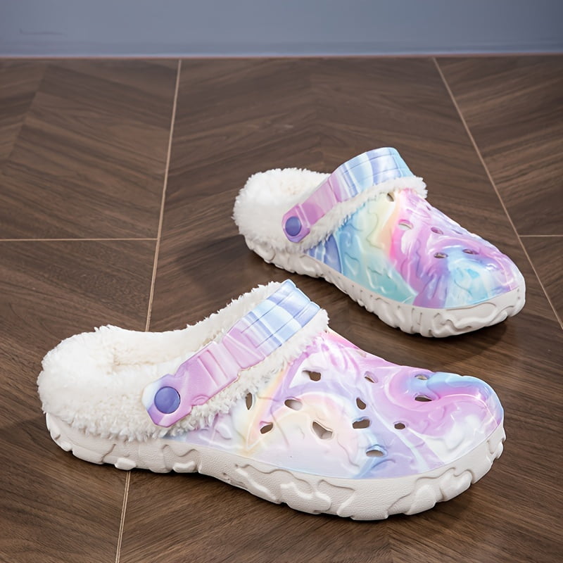 Women's Graffiti Pattern Clogs, Casual Out Design Plush Lined Shoes ...
