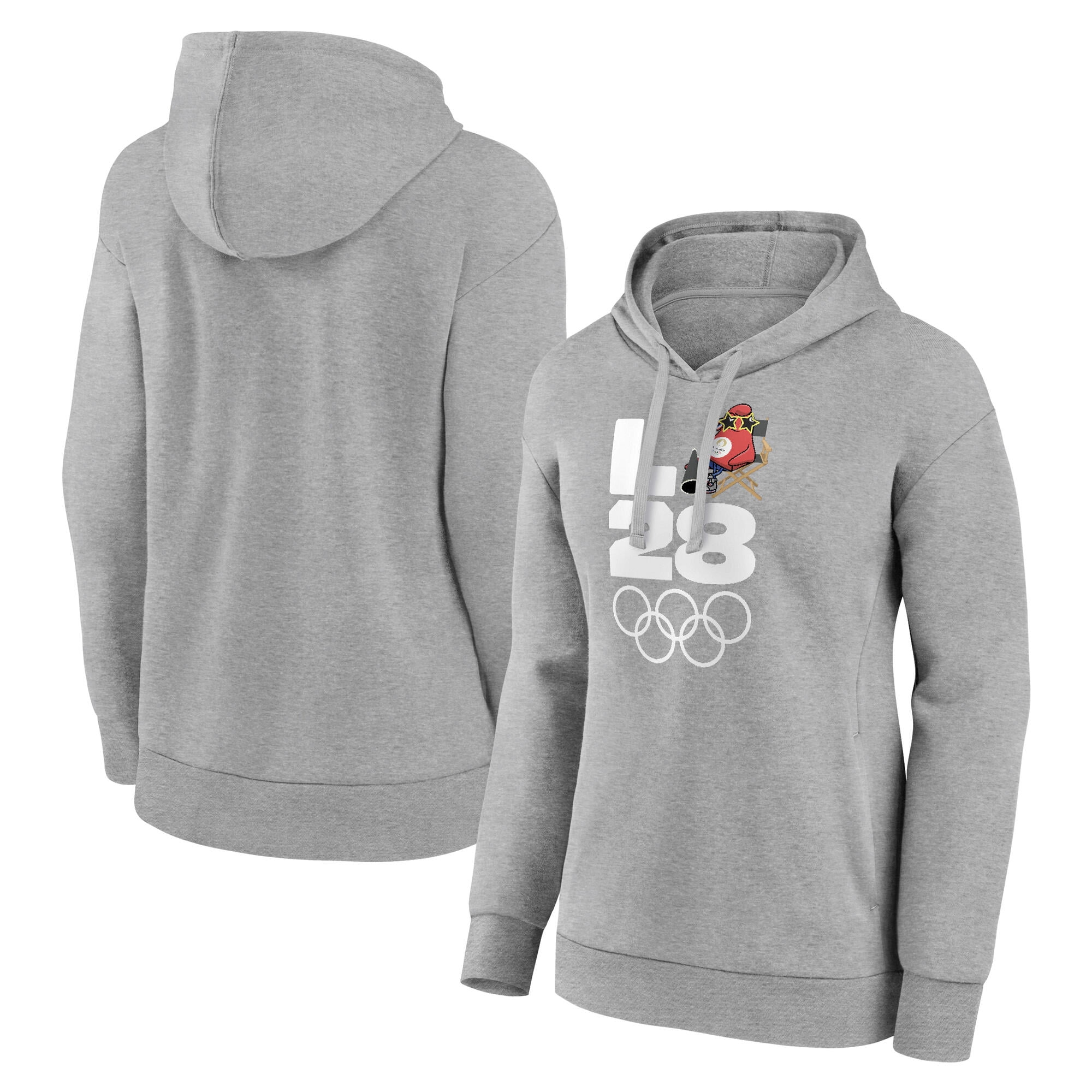 Women's Gray LA 2028 Summer Olympics Mascot Handover Pullover Hoodie ...