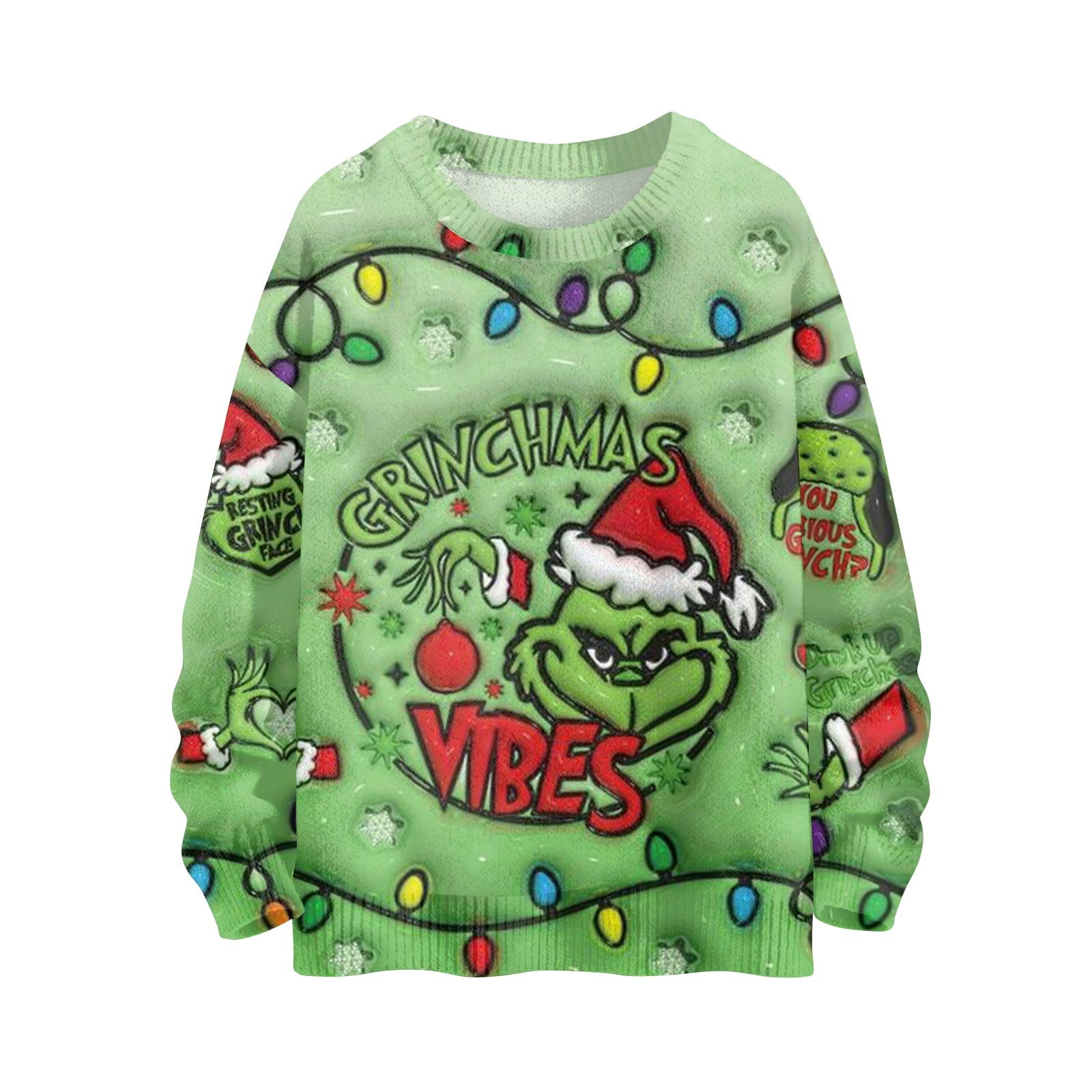 Women's Grinch Sweater Plus Size Christmas Knit Sweatshirts 3d Grinch ...