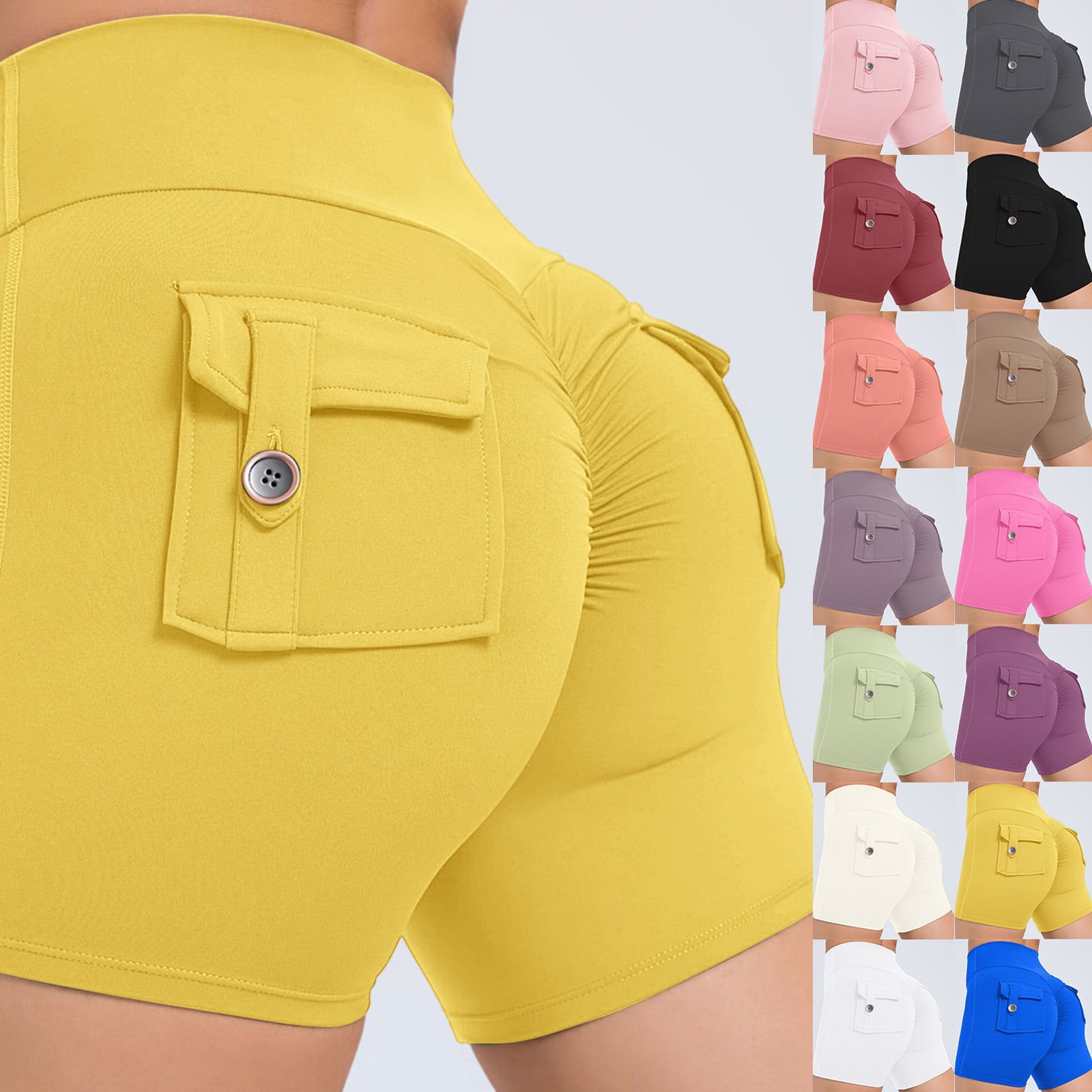 Women's Gym Yoga Stretch Shorts Summer Running Active Dance Elastic ...