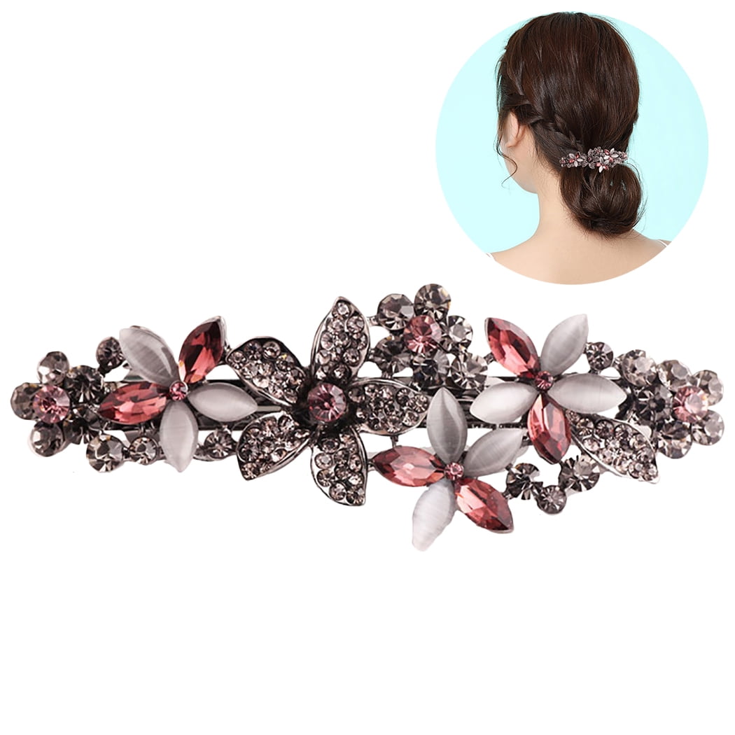 Women's Hair Clip Rhinestone Flower Decor Creative Hair Side Clip Hair ...