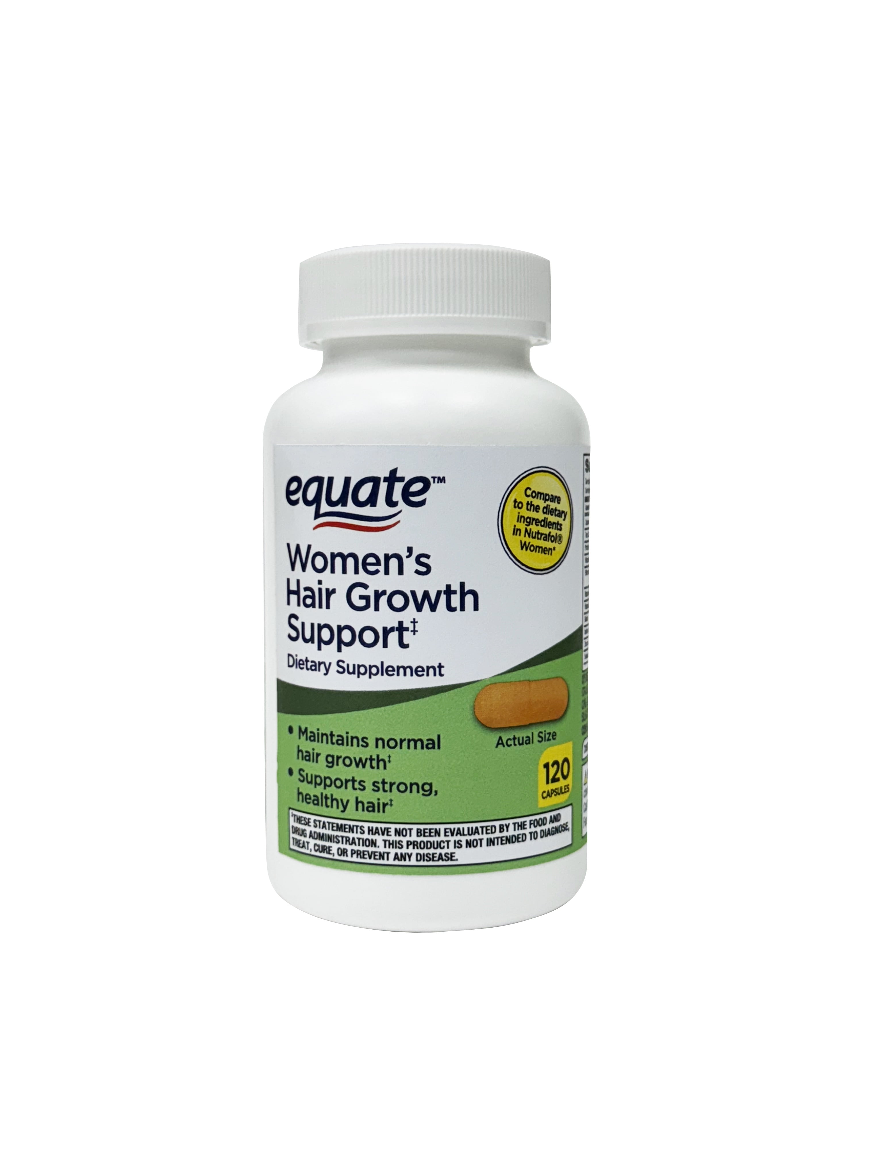 Equate Women's Hair Growth Support Dietary Supplement, 120 Capsules ...