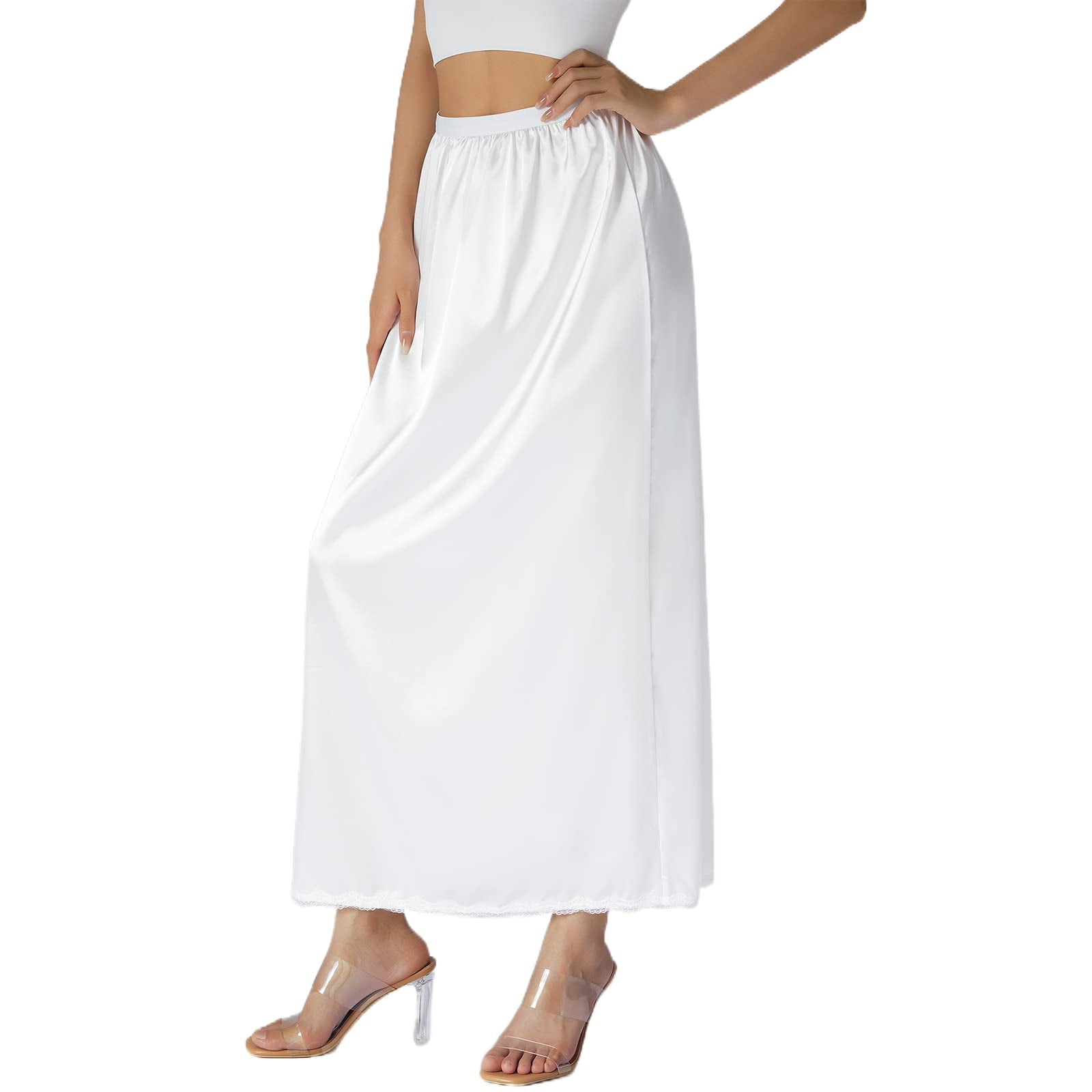 Women's Half Slips Underskirt for Under Dresses Slip Solid Lace Trim ...