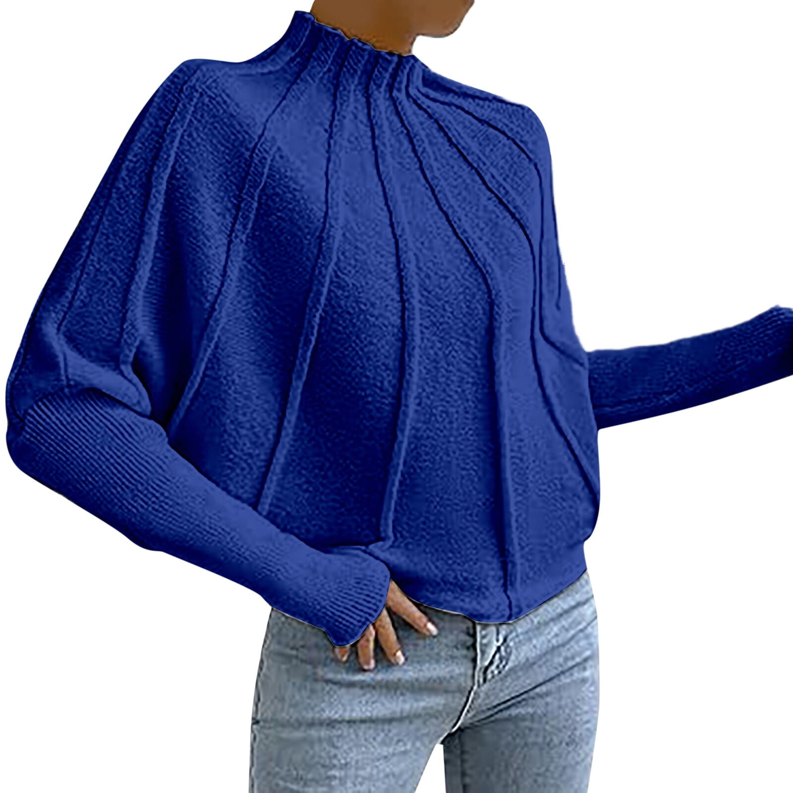 Women’s Half Turtleneck Long Sleeve Fall Oversized Neck A Shaped Woven ...