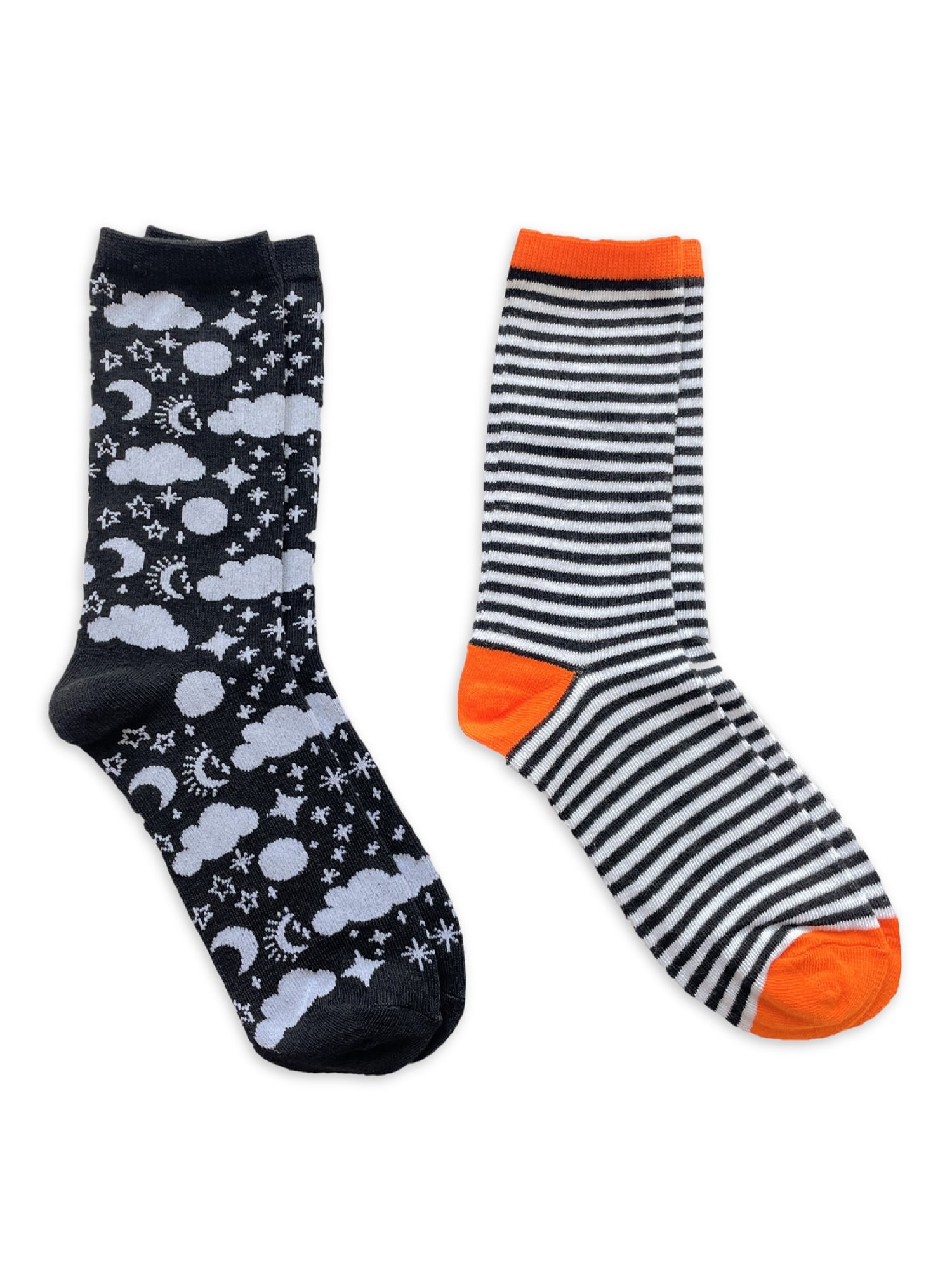 Way To Celebrate Women's Halloween Crew Socks 2-Pack Size 4-10 Festive ...
