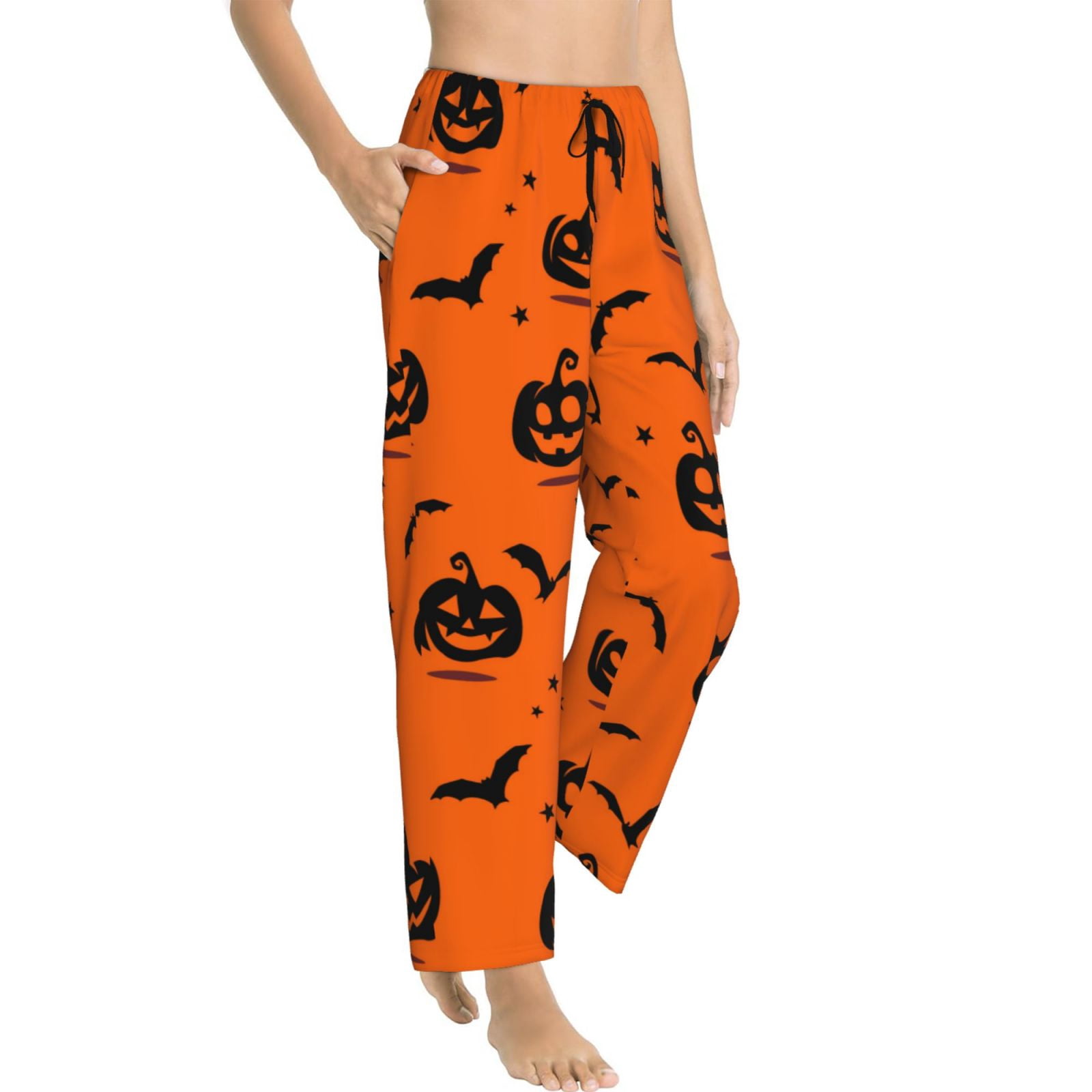 Women's Halloween Pajama Pants pumpkin bats halloween Soft Pj Bottom ...