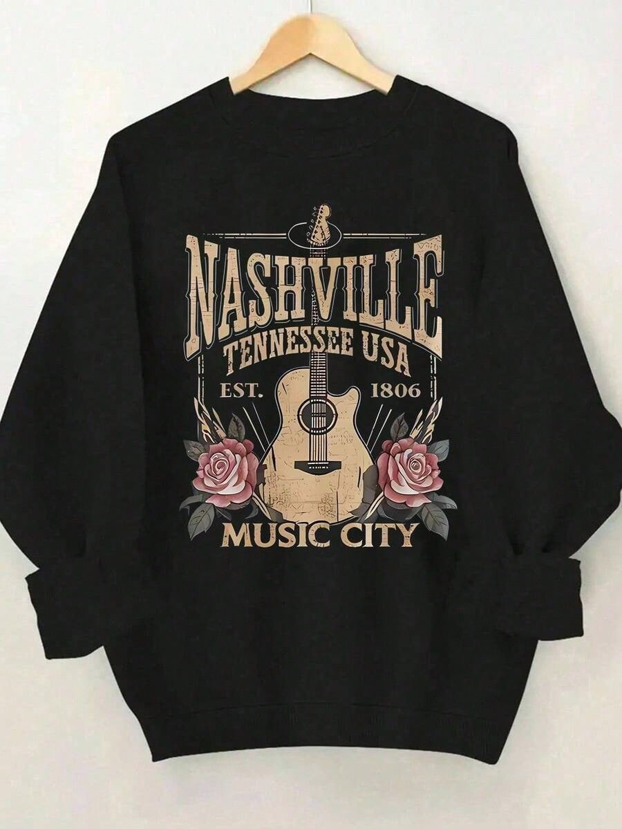 Women's Halloween Print Sweatshirt - Casual Crew Neck, Long Sleeve ...