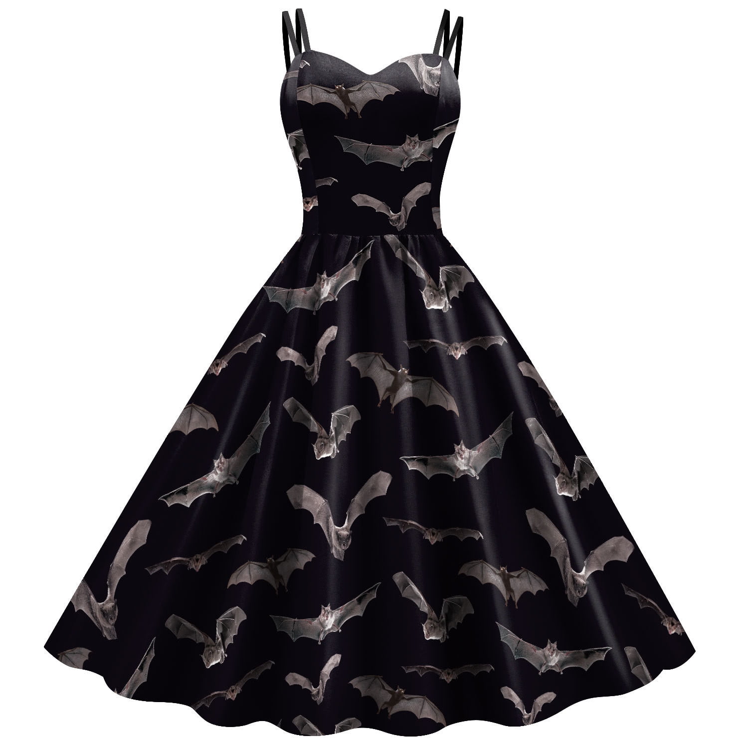 Women's Pumpkin Cloak with Hood Men Head Bat Print Black Dress for ...