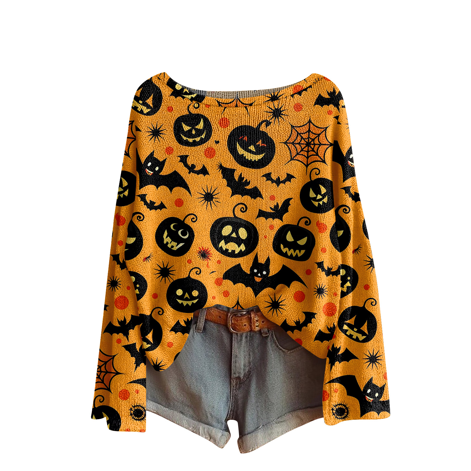 Women's Halloween Sweater Bohemian Vintage Pattern Print Long Sleeve ...