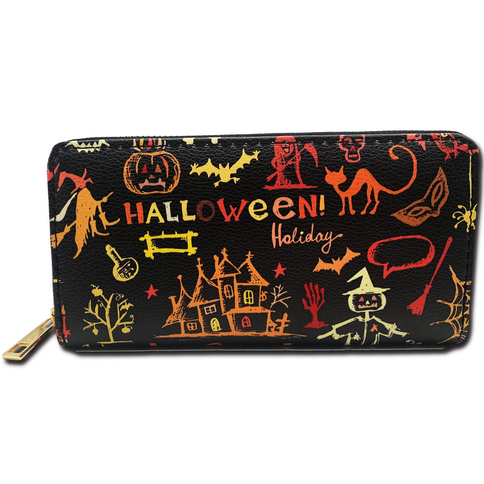Women's Halloween Wallet,Faux Leather Long Wallet,Coin Purse Card ...