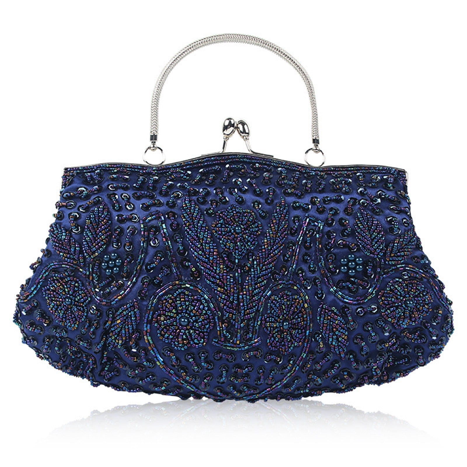 Women's Handmade Beaded Evening Clutch - Elegant Floral Embroidered ...