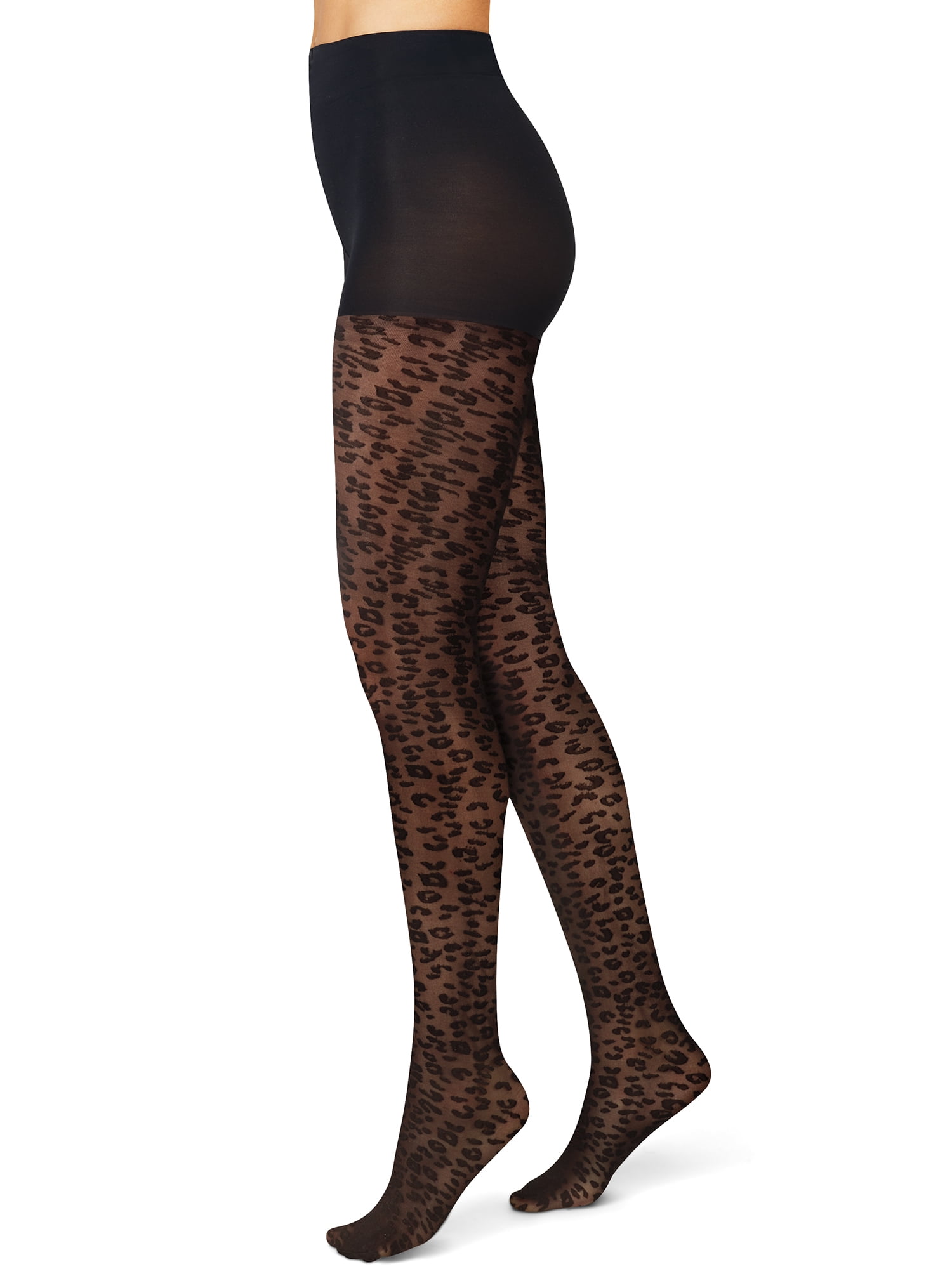 Women's Hanes® Animal Pattern Control Top Tights Color: Black Size ...