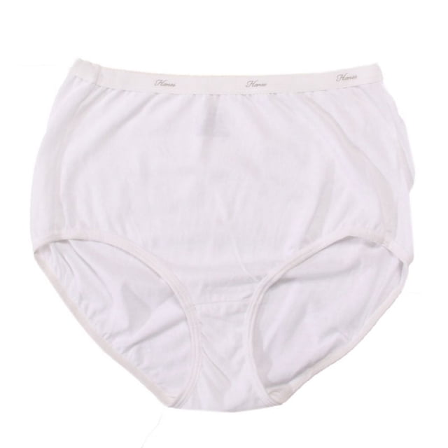 Hanes Womens High Waisted Cotton Brief Underwear 3 Pack D40l White
