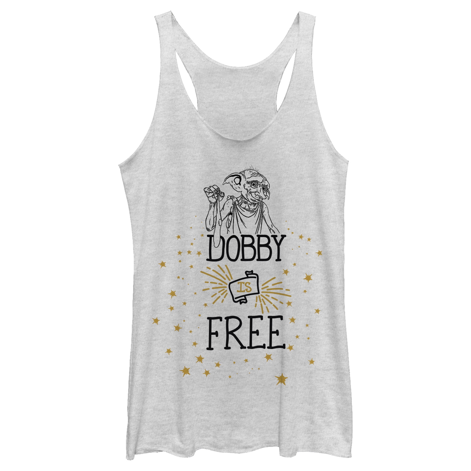 Women's Harry Potter Dobby is Free Racerback Tank Top White Heather 2X ...