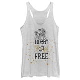 Women's Harry Potter Dobby is Free Racerback Tank Top White Heather 2X ...
