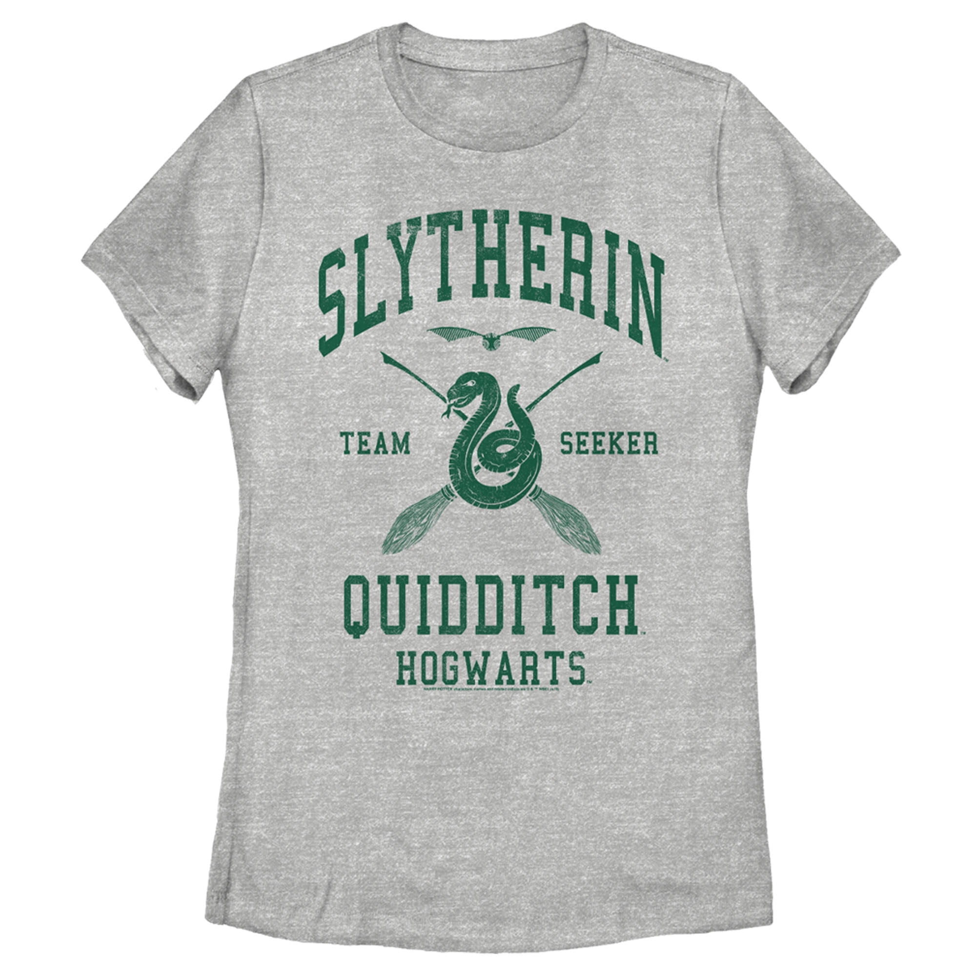 Women's Harry Potter Slytherin Quidditch Team Seeker Graphic Tee Athletic Heather Medium ...