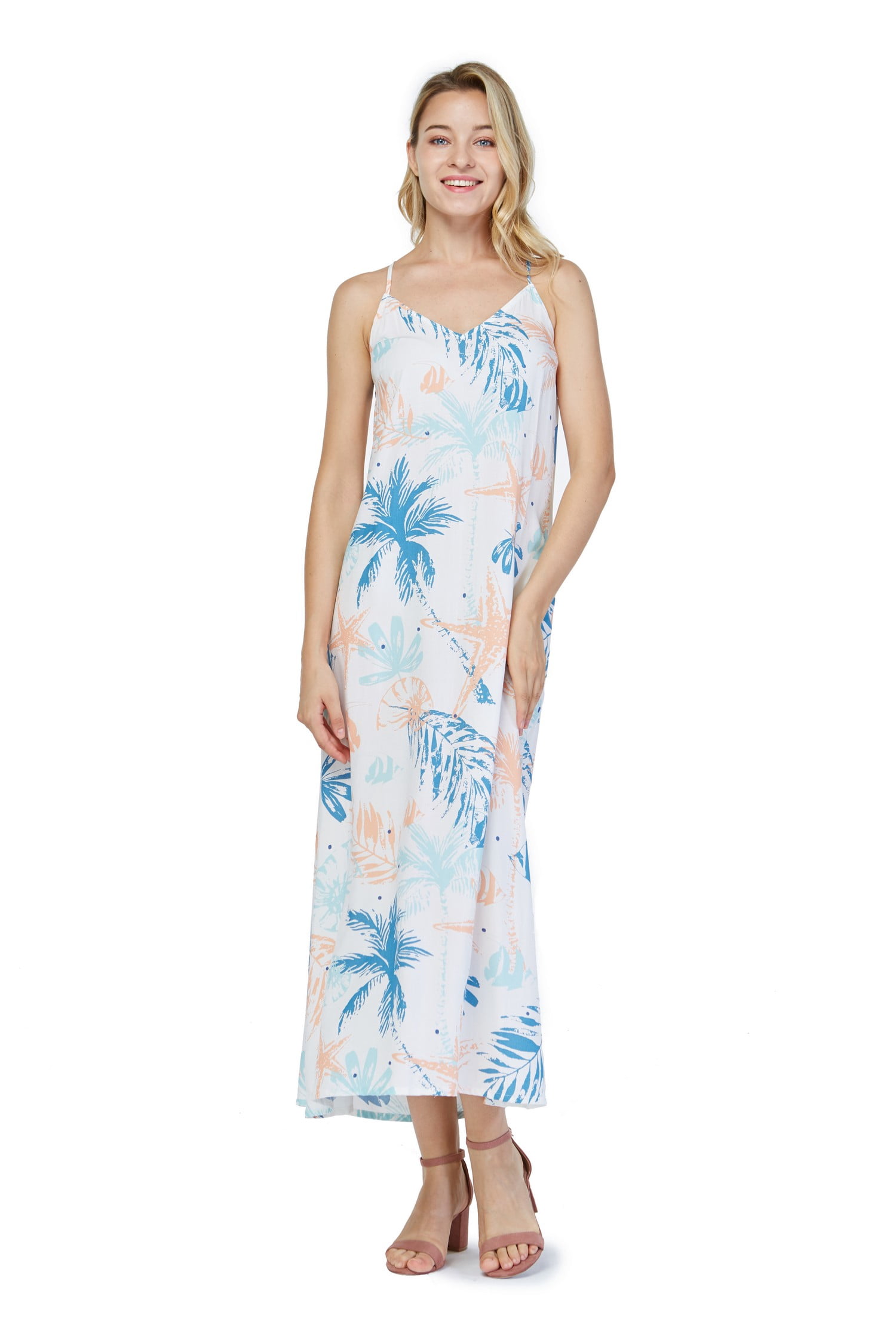 Women's Hawaiian Luau Floral Print Maxi Sweetheart Dress 2XL Sandy ...