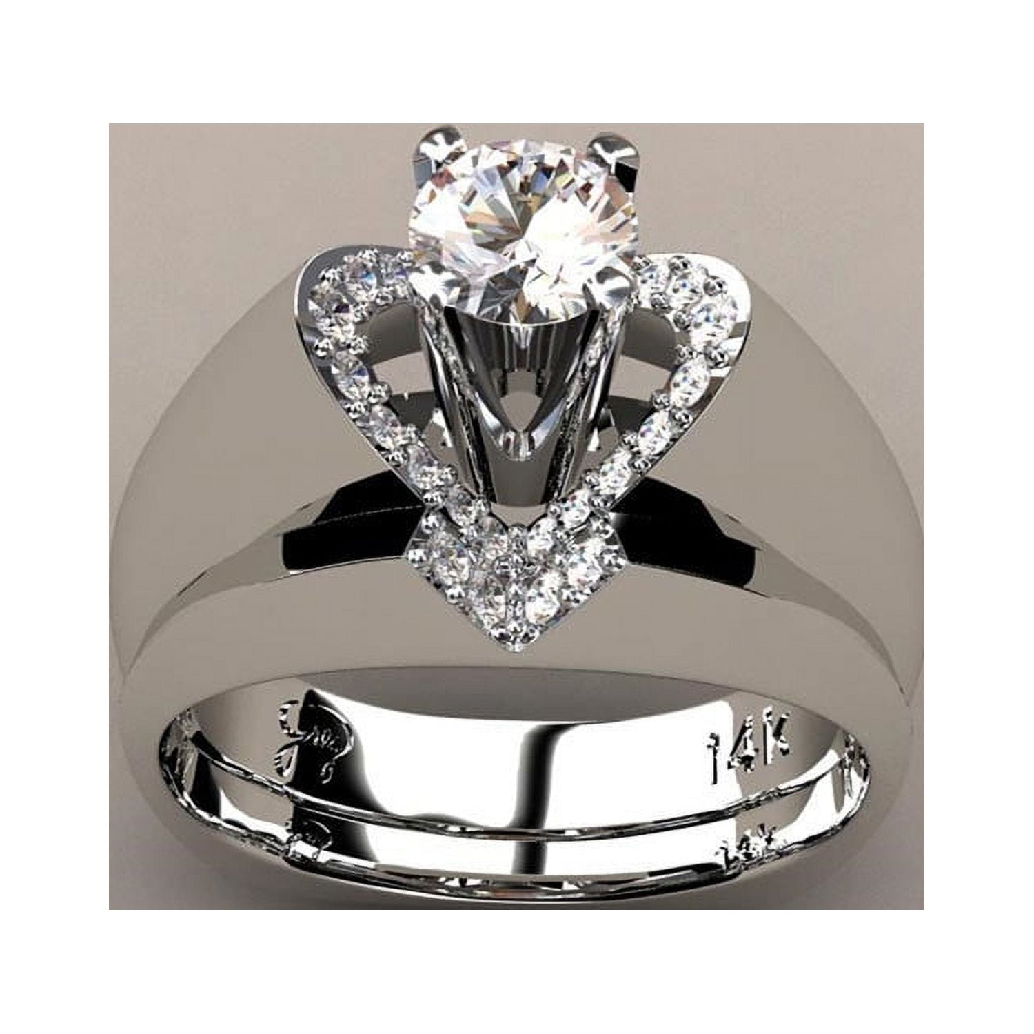 Women's Heart Shaped 925 Silver Simulation Diamond Ring Set - Walmart.com
