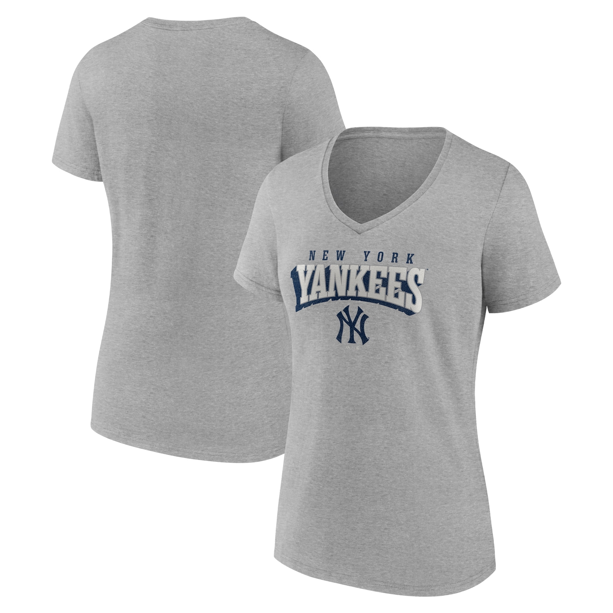 New York Yankees Women's Heather Gray Take Flight V-Neck T-Shirt, Up to Size 3XL - Walmart.com