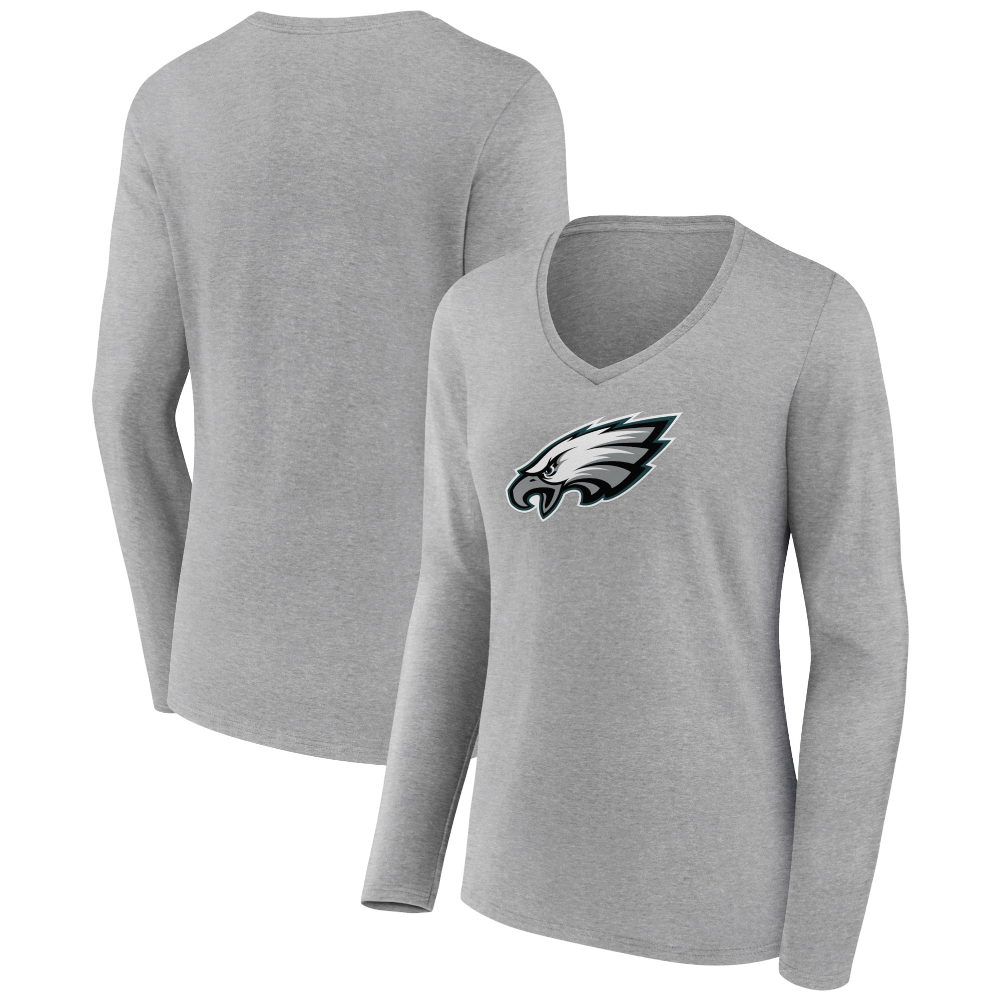 Women's Heather Gray Philadelphia Eagles Primary Team Logo Long Sleeve ...