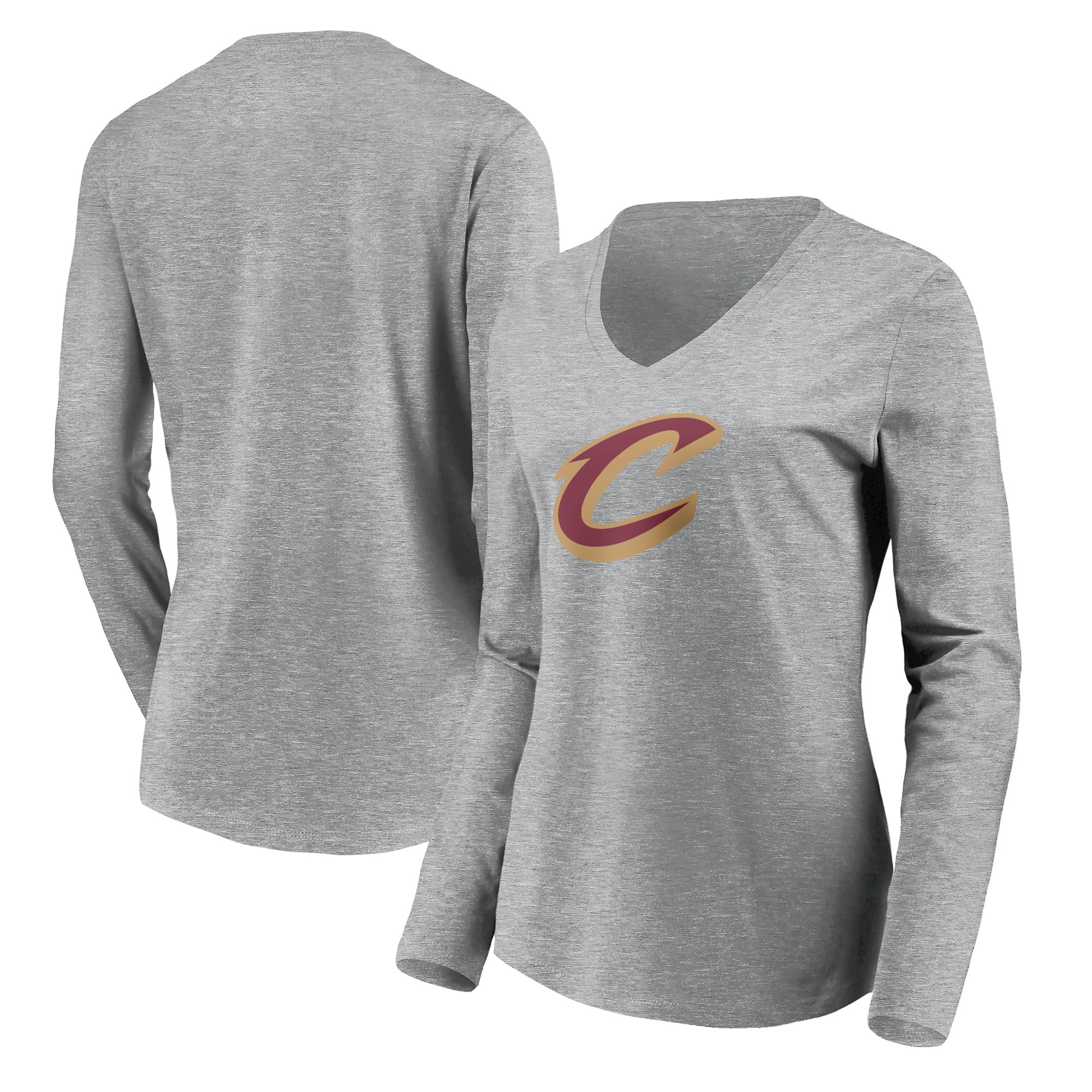 Women's Heathered Gray Cleveland Cavaliers Primary Logo Team Long ...