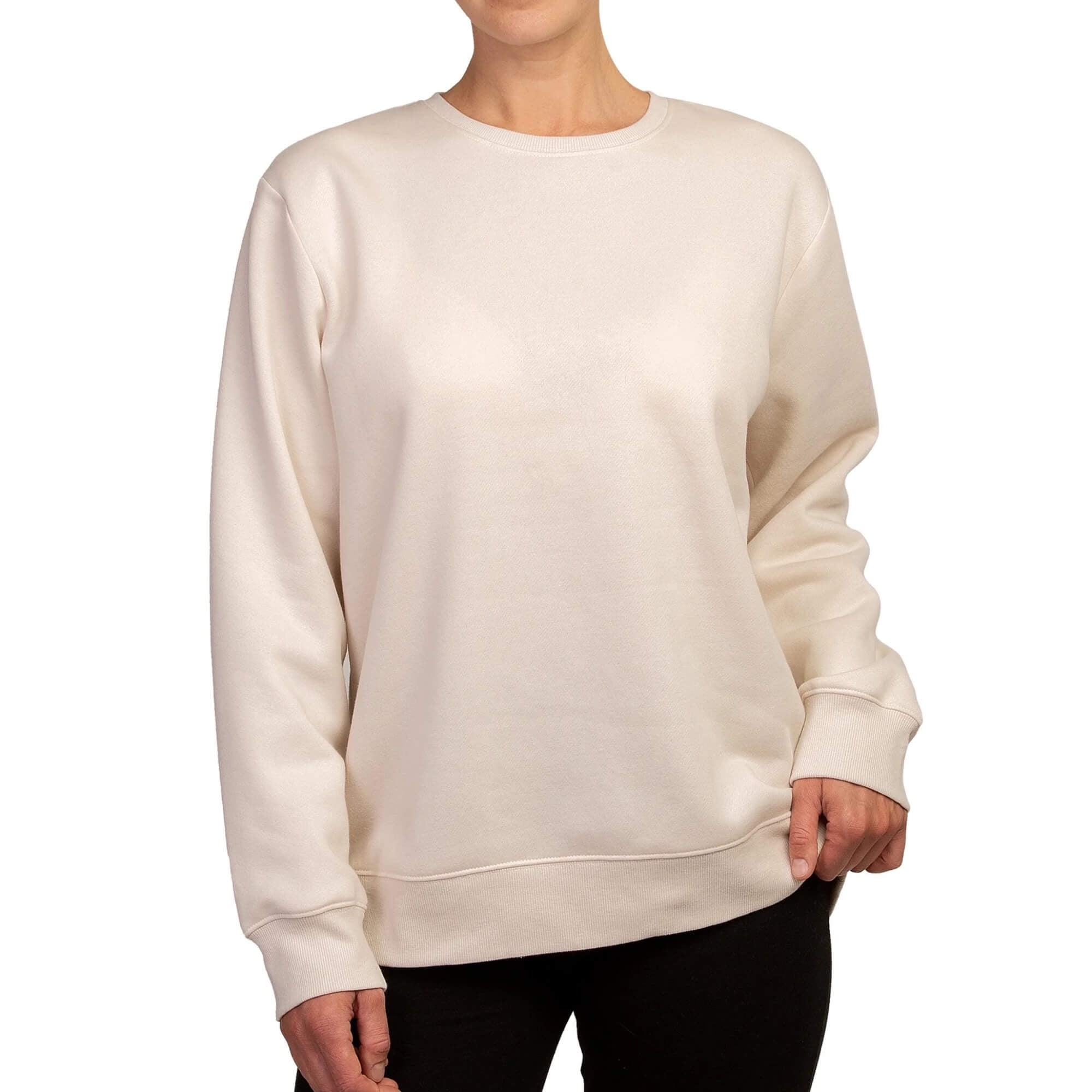 Women's Heavyweight Fleece Cotton Crewneck Long Sleeve Pullover Top ...