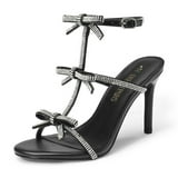 Women’s Heeled Sandals Stiletto Heels Rhinestone Bow Sandals - Walmart.com