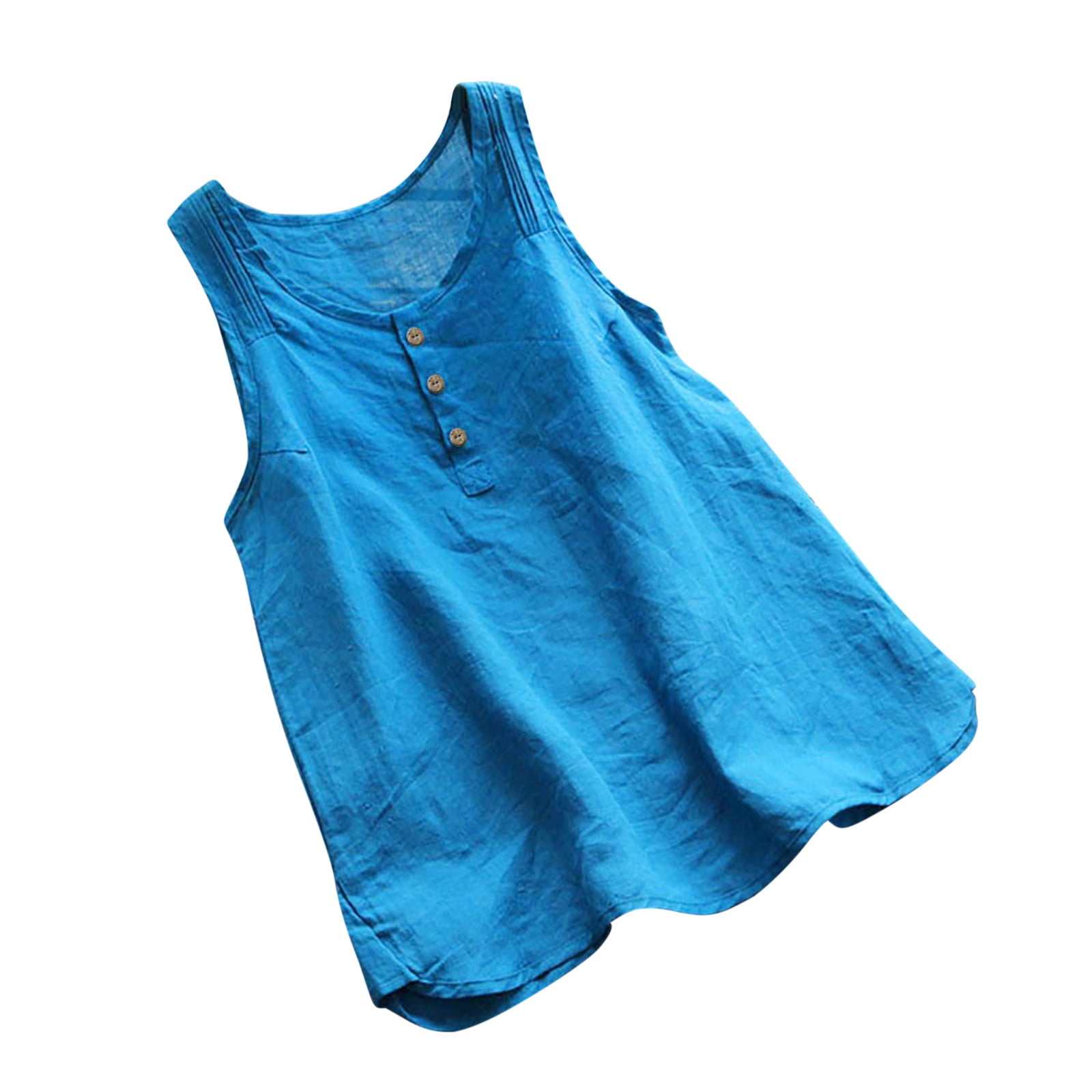 Women's Henley Neck Flowy Shirts Dressy Tops Sleeveless Tunic Tops ...