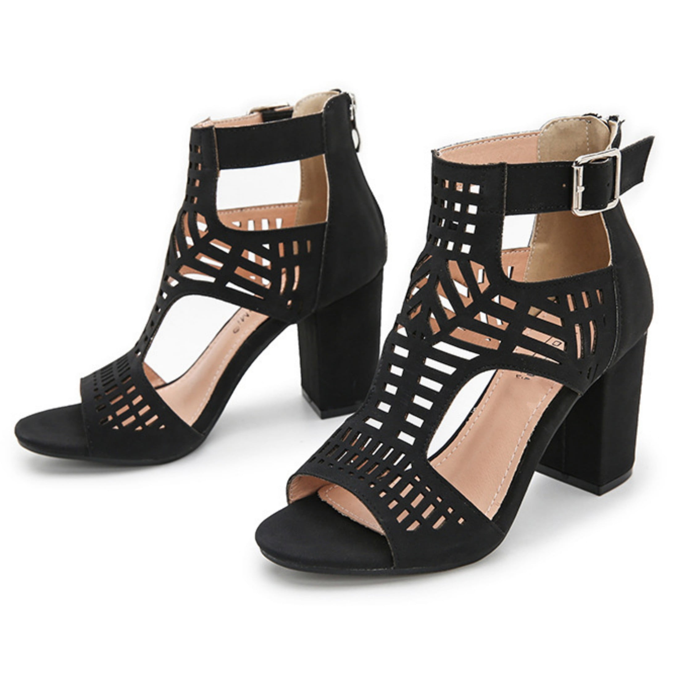 Women's High Heel Chunky Party Dress Shoes Ankle Strap Wedding Heeled ...
