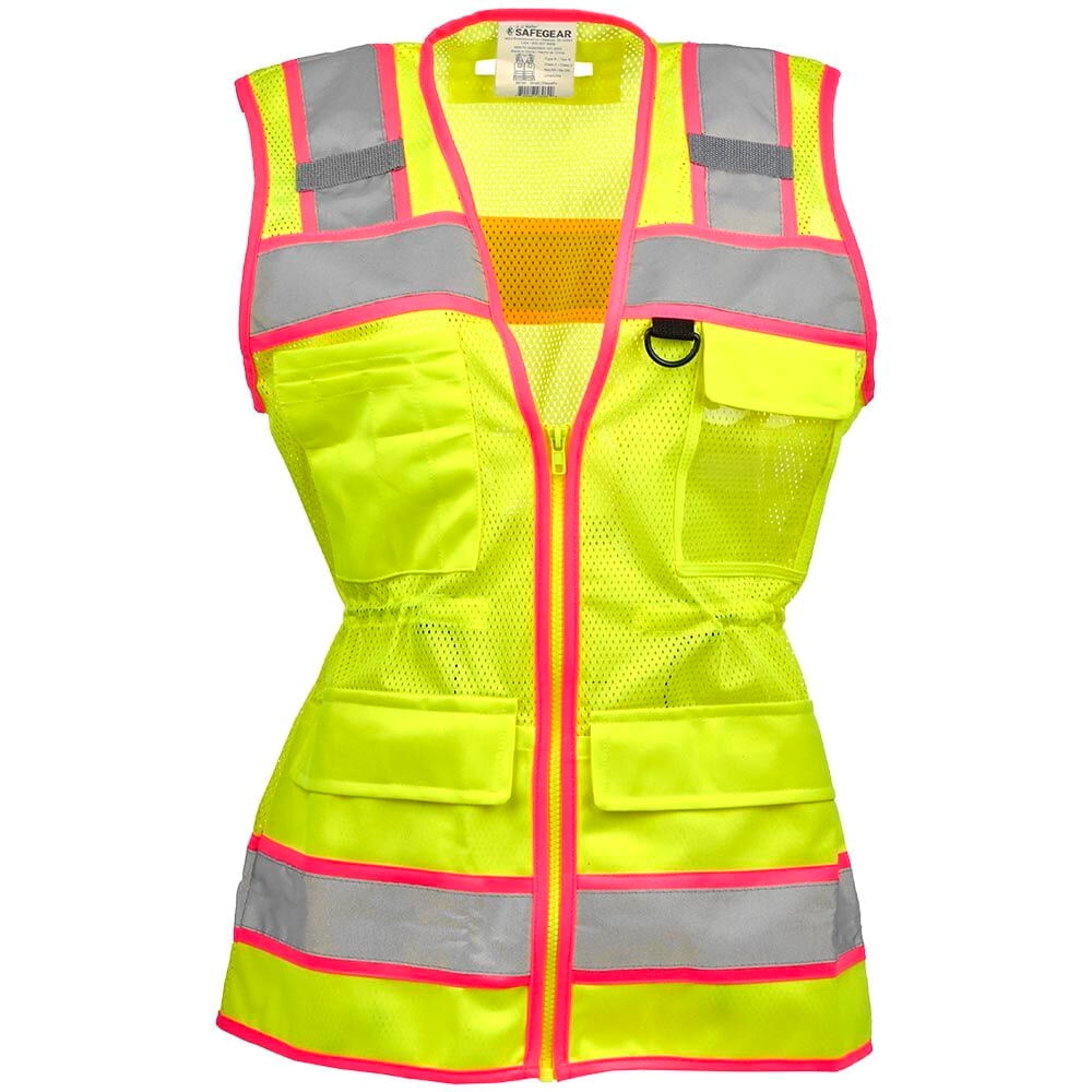 Women's High Visibility Safety Vest with Pink Trim, Type R Class 2 ...