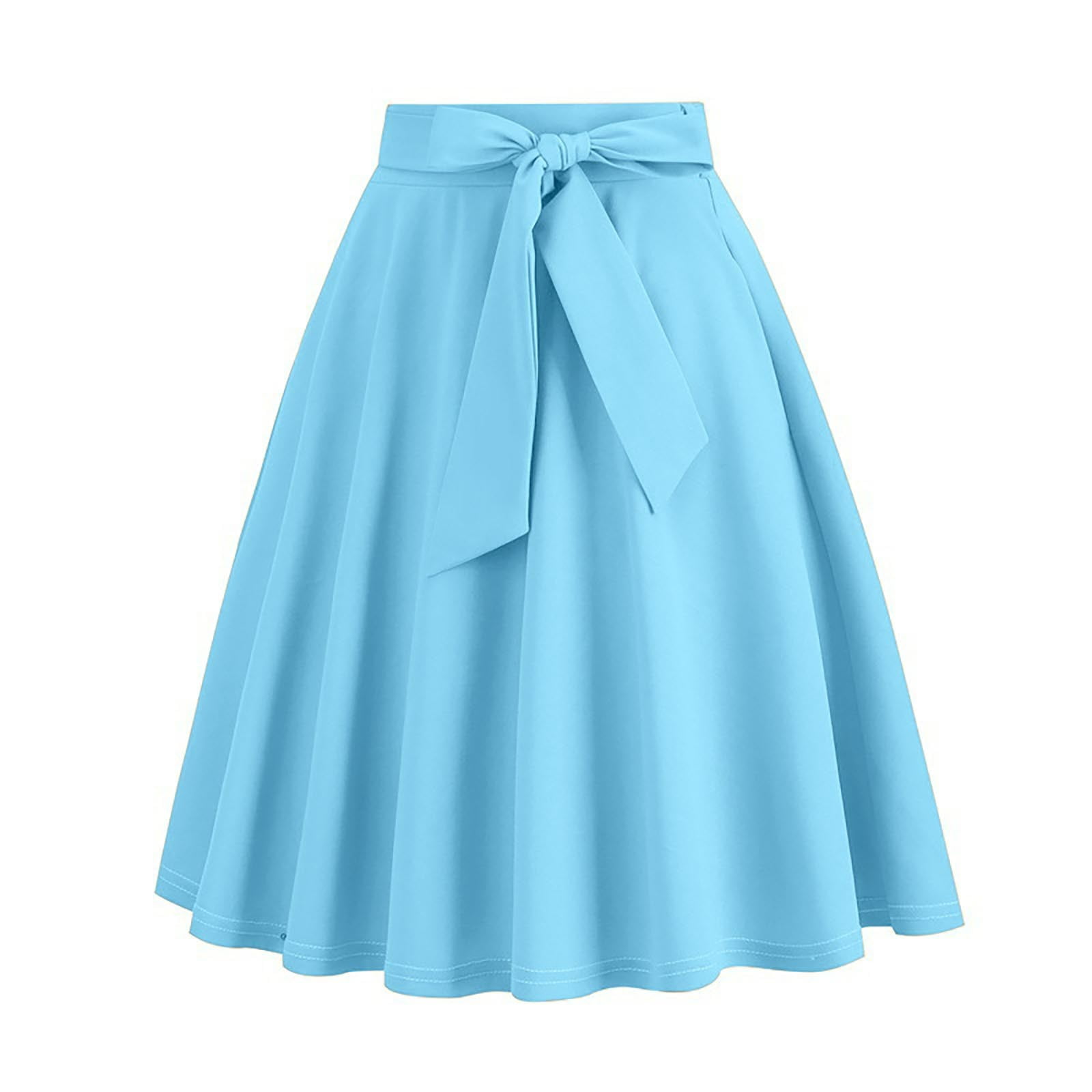Women's High Waist A-Line Midi Skirt Skater Flared Vintage Cocktails ...