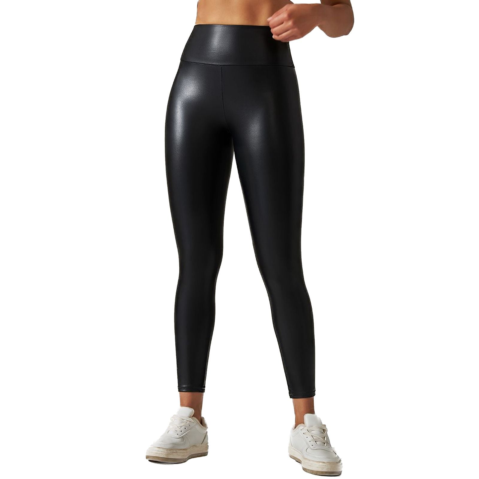 Women's High Waist Legging Tights Faux Leather Pants Booty Push Up ...
