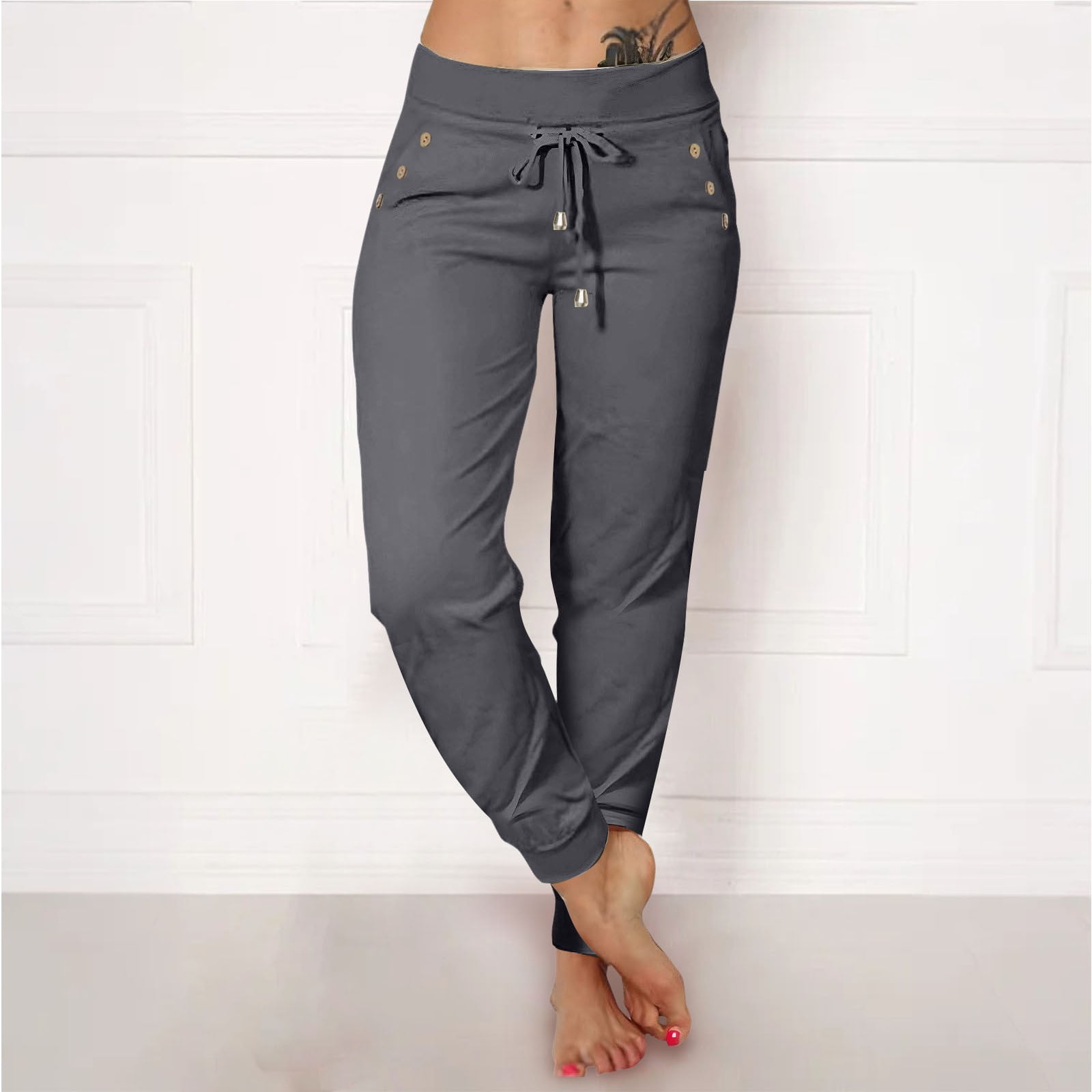Women's High Waist Open Bottom Joggers Sweatpants Loose Fit Yoga Pants ...