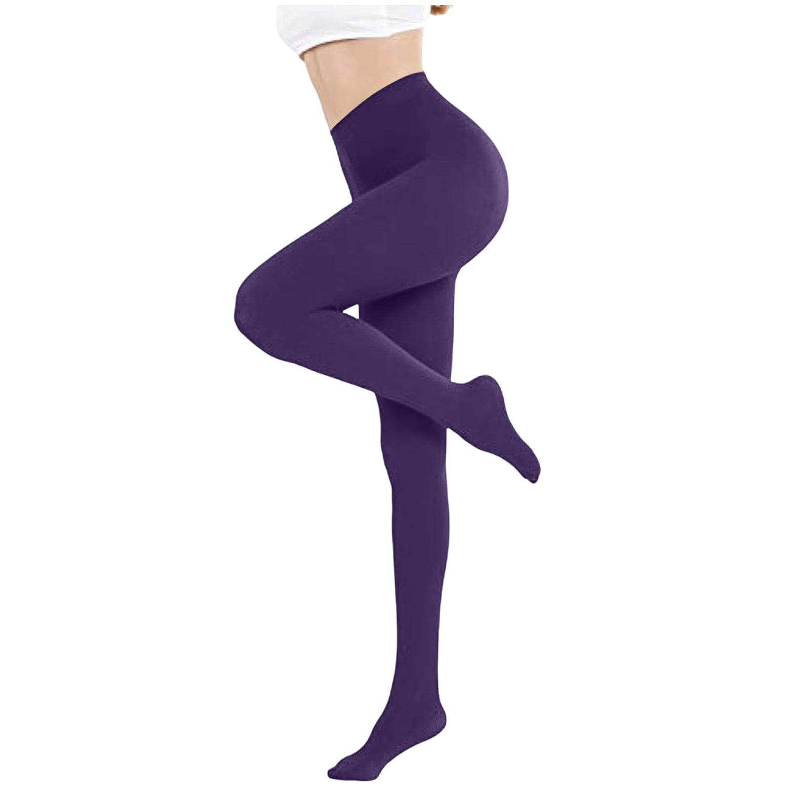 Opaque Solid Color Pantyhose for Women Soft Stretchy High Waist Tights ...