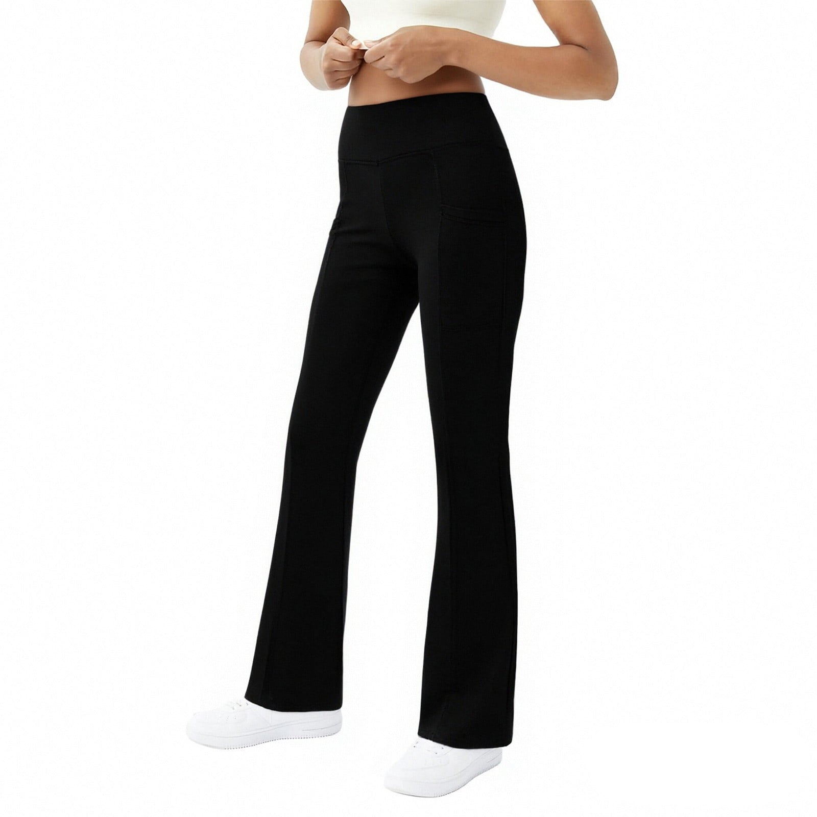 Women's High Waist Straight Leg Yoga Pants, Butt Lifting Workout Pants ...