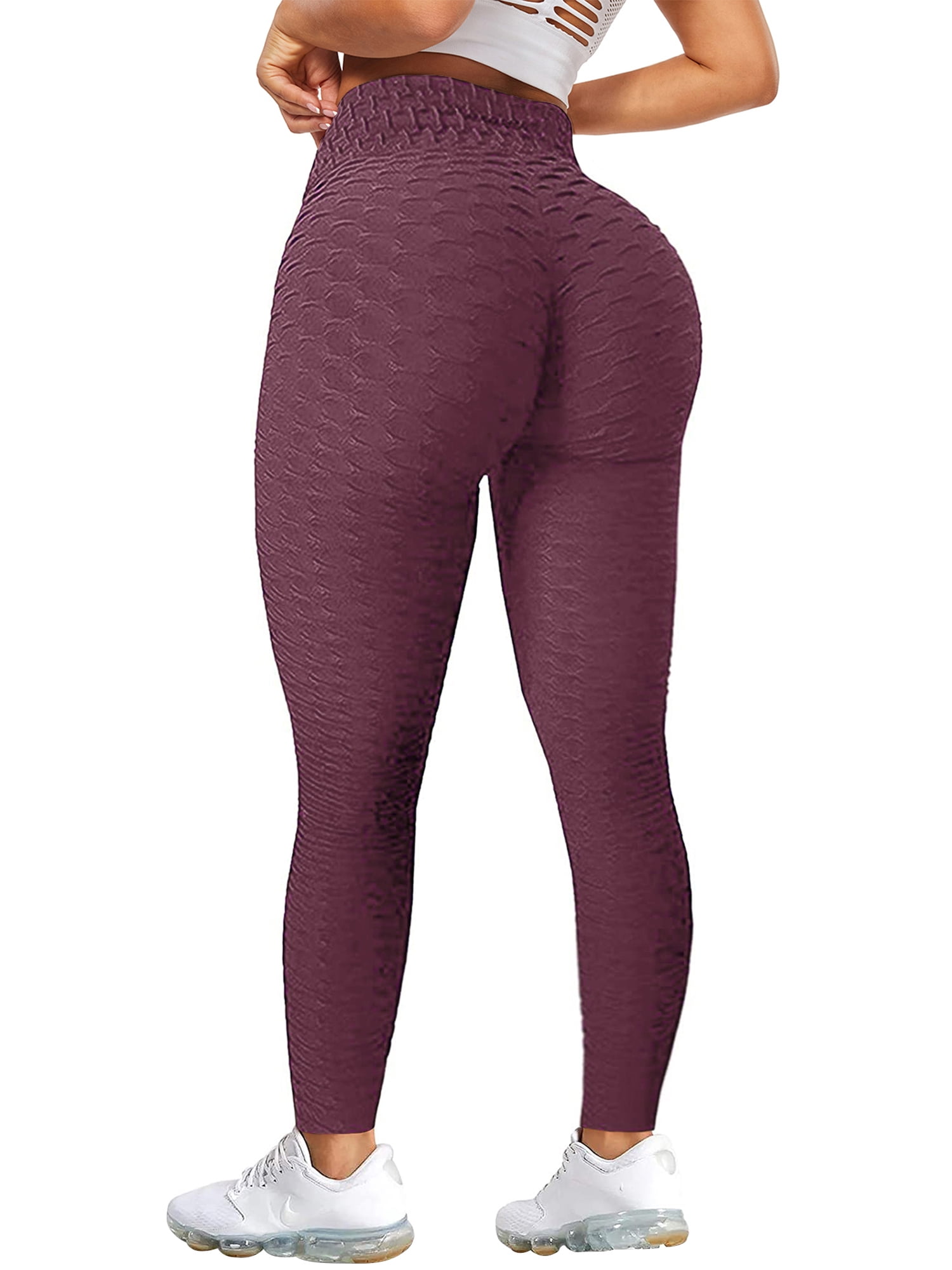 Women's High Waist Textured Butt Lifting Slimming Workout Leggings ...