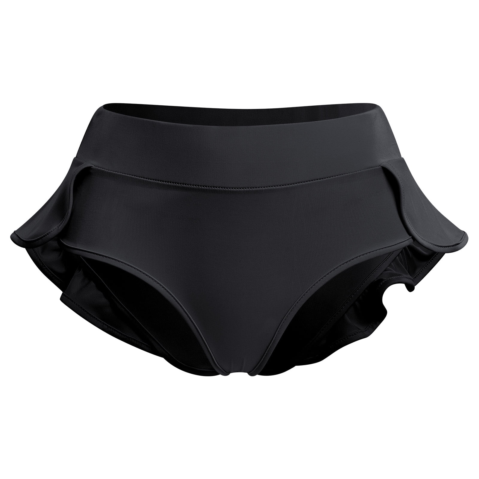 Women's High Waist Wide Waistband Ruffle Yoga Shorts Gym Workout Rave ...